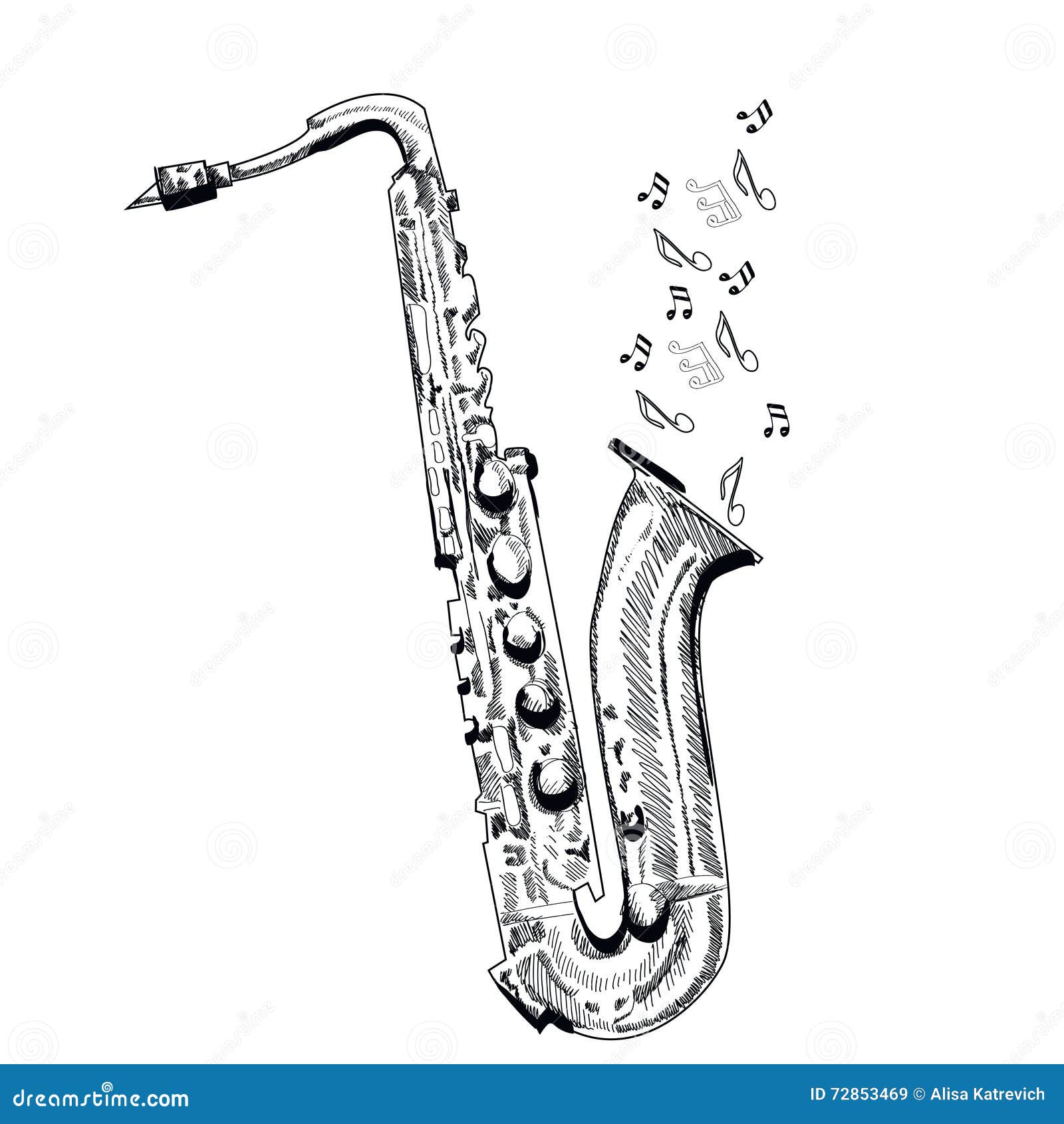 Musical Instrument Saxophone on White Background. Vector Illustration ...