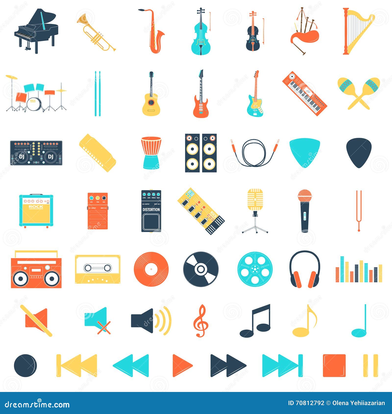 Musical instrument set stock vector. Illustration of drum - 70812792