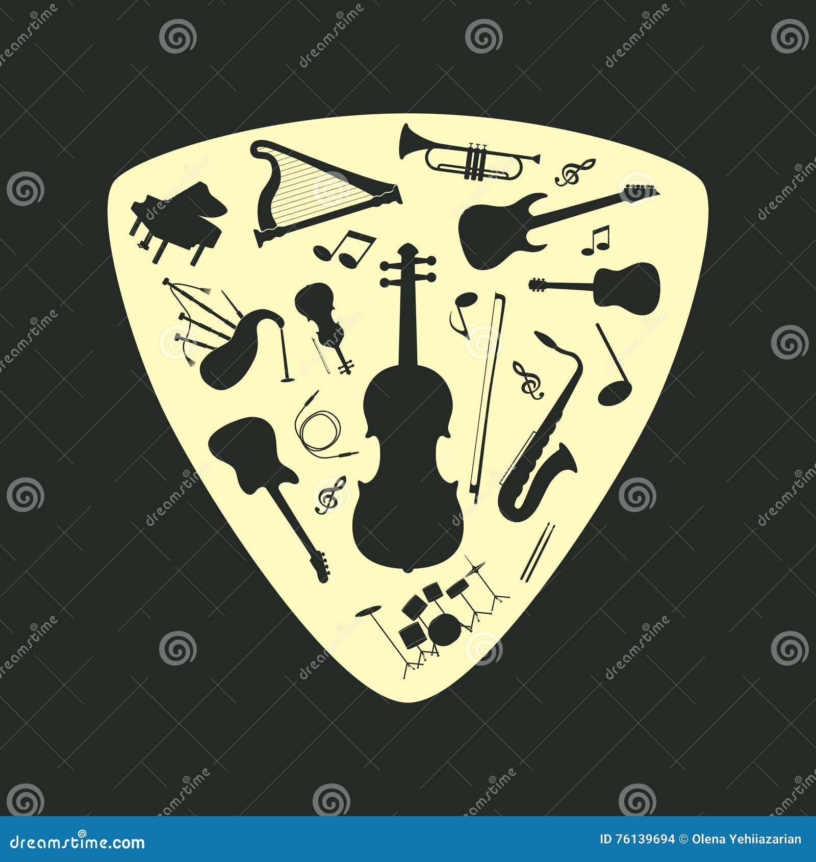 Musical instrument set stock vector. Illustration of shape - 76139694