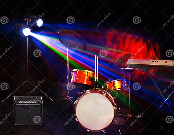 Musical Instrument on Stage. Stock Photo - Image of equipment, indoors ...