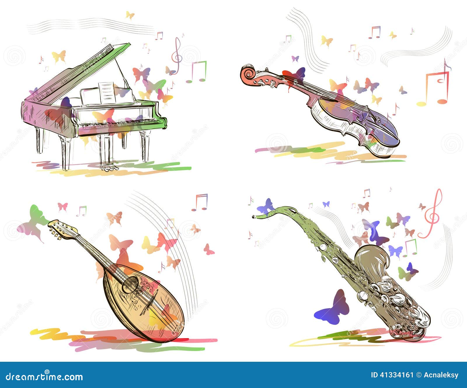 Musical Instruments in Abstract Style Stock Vector - Illustration of ...