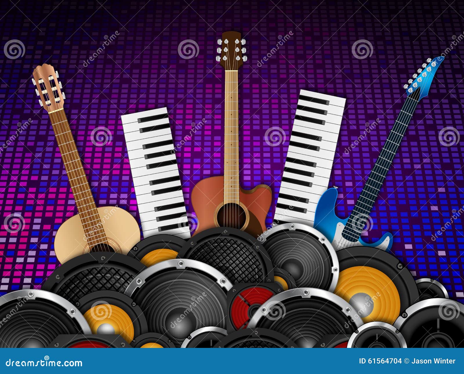 Musical Instruments Background Stock Illustration - Image: 61564704