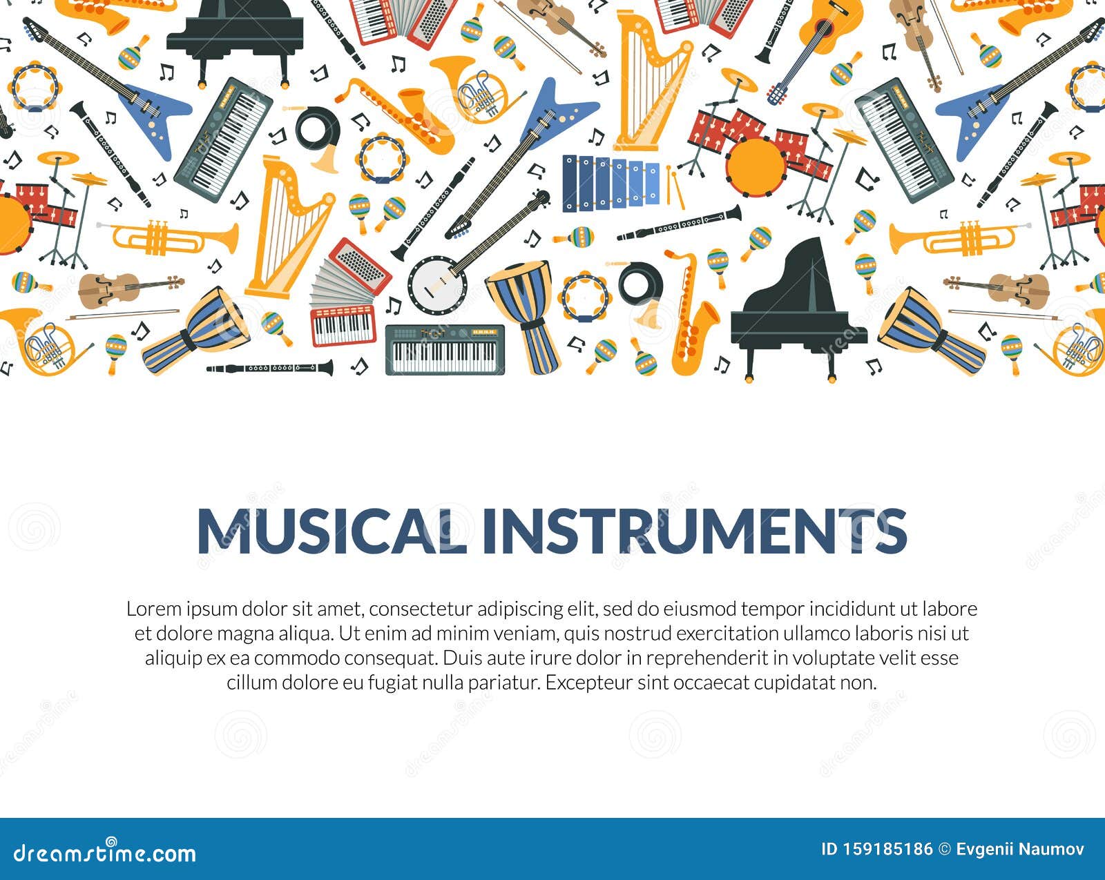 Musical Instruments Banner Template with Different Music Instruments ...