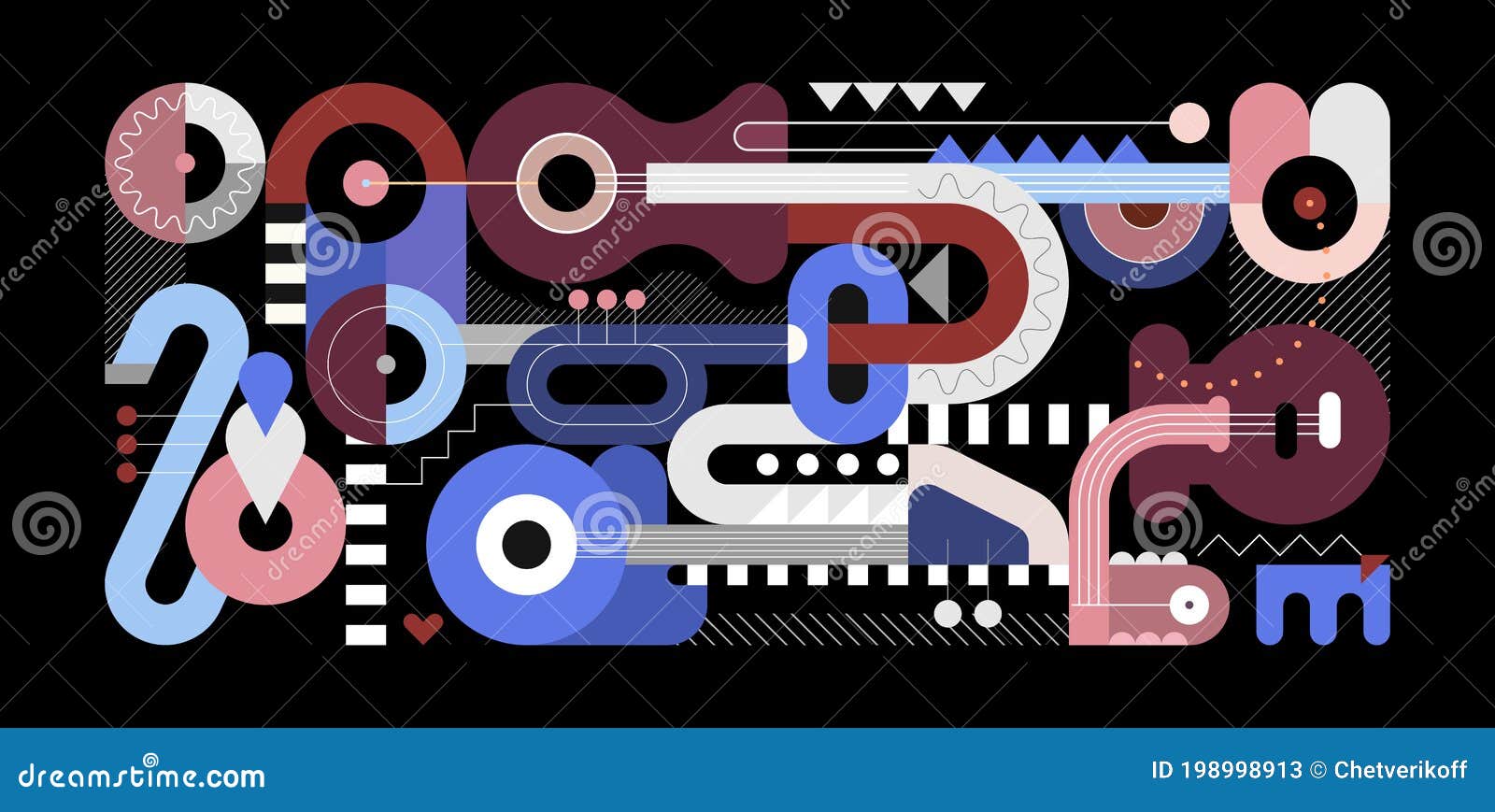 Musical Instruments on a Black Stock Vector - Illustration of records ...