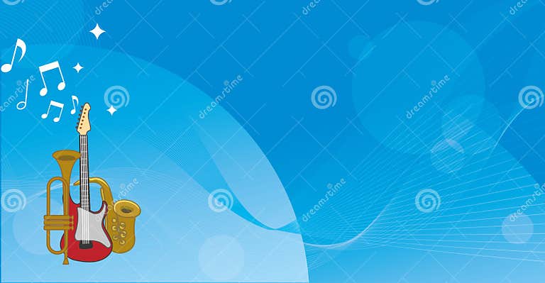 Musical Instruments on a Blue Horizontal Background Stock Vector ...