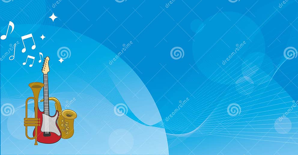 Musical Instruments on a Blue Horizontal Background Stock Vector ...