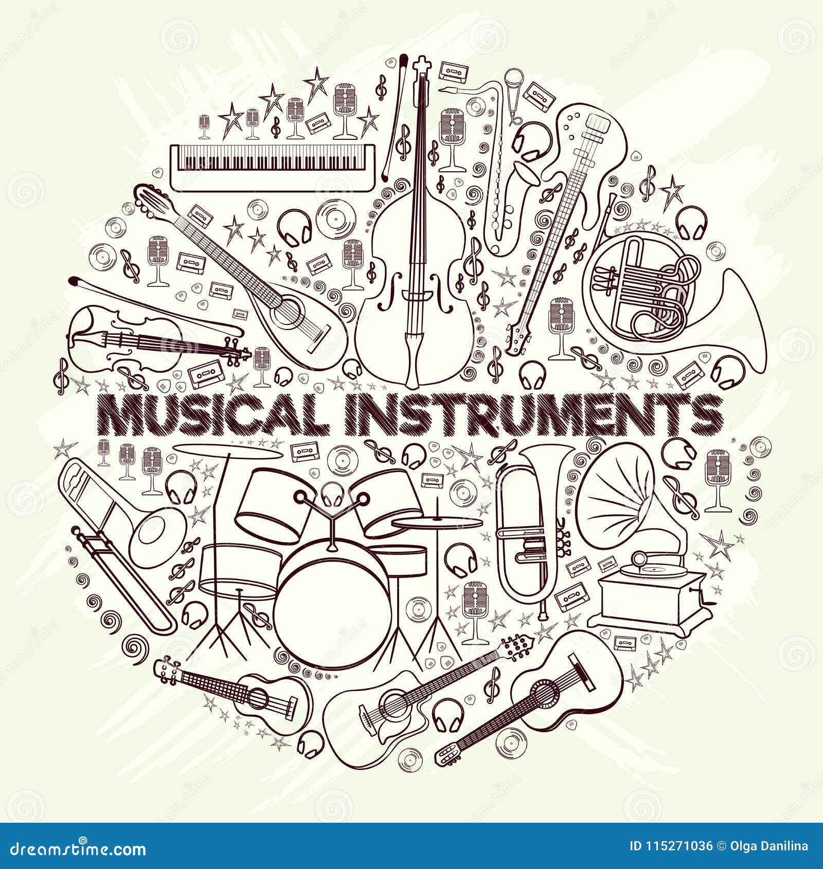 Musical Instruments in a Circle-01 Stock Vector - Illustration of ...