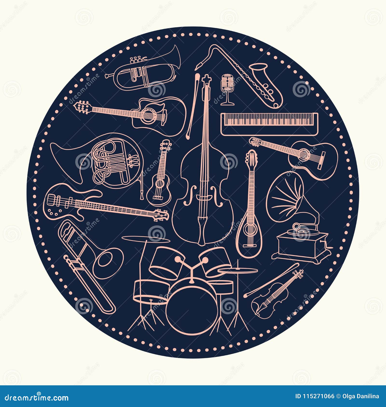 Musical Instruments in a Circle-04 Stock Vector - Illustration of ...