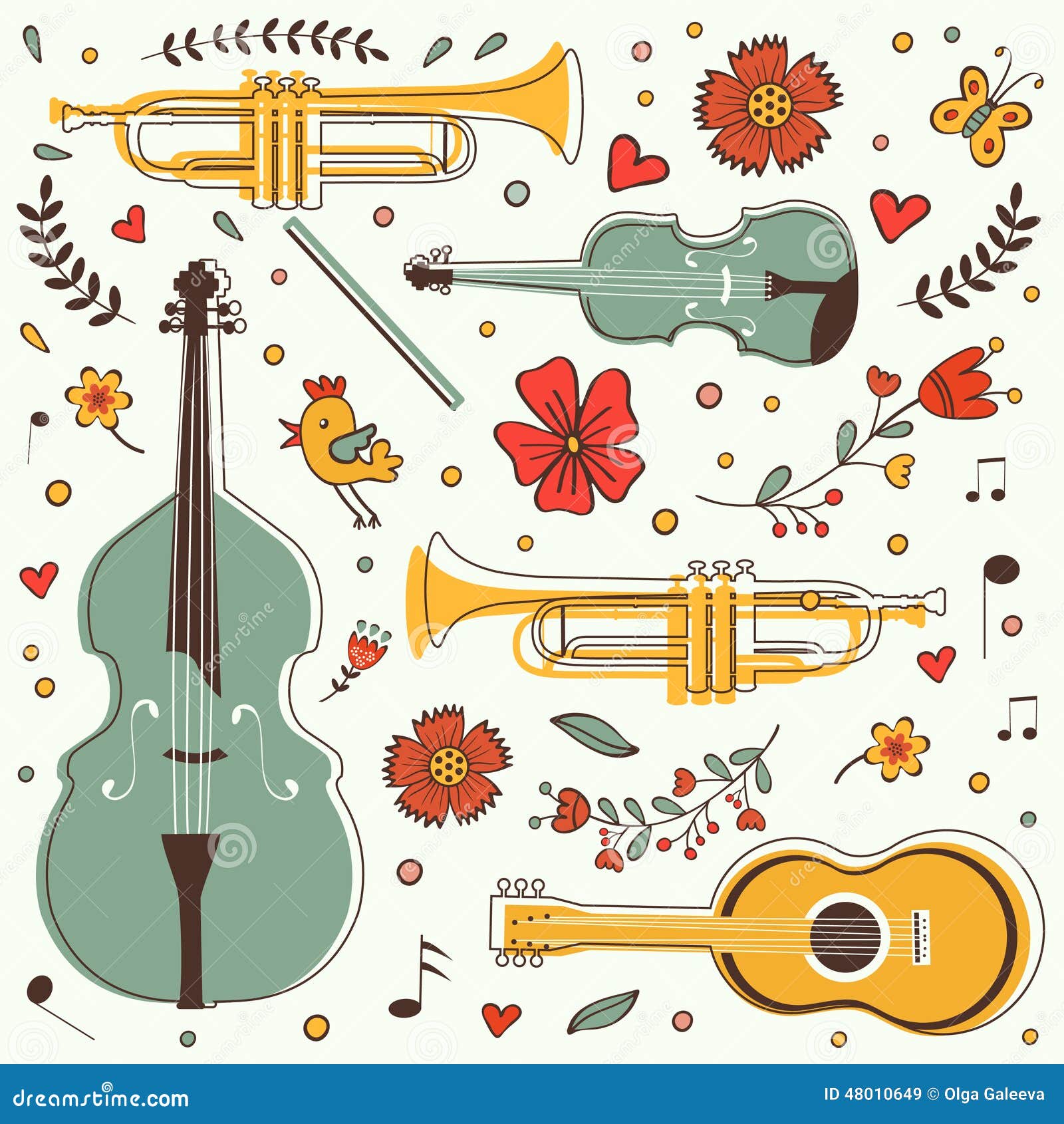 Musical Instruments Colorful Collection with Stock Vector ...
