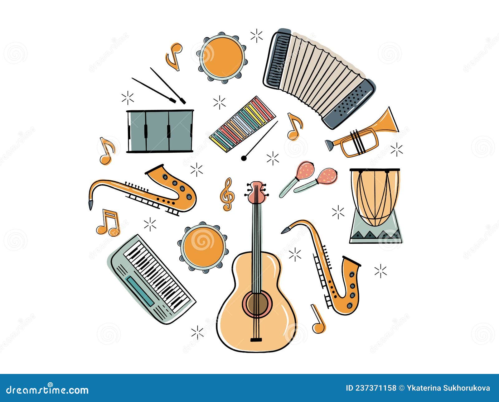 Musical Instruments - Colorful Flat Design Style Objects Stock Vector ...