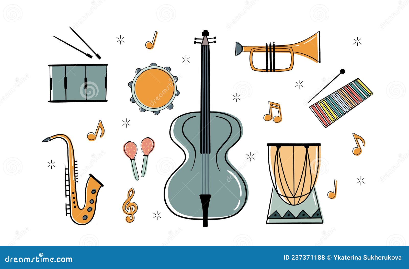 Musical Instruments - Colorful Flat Design Style Objects Stock Vector ...