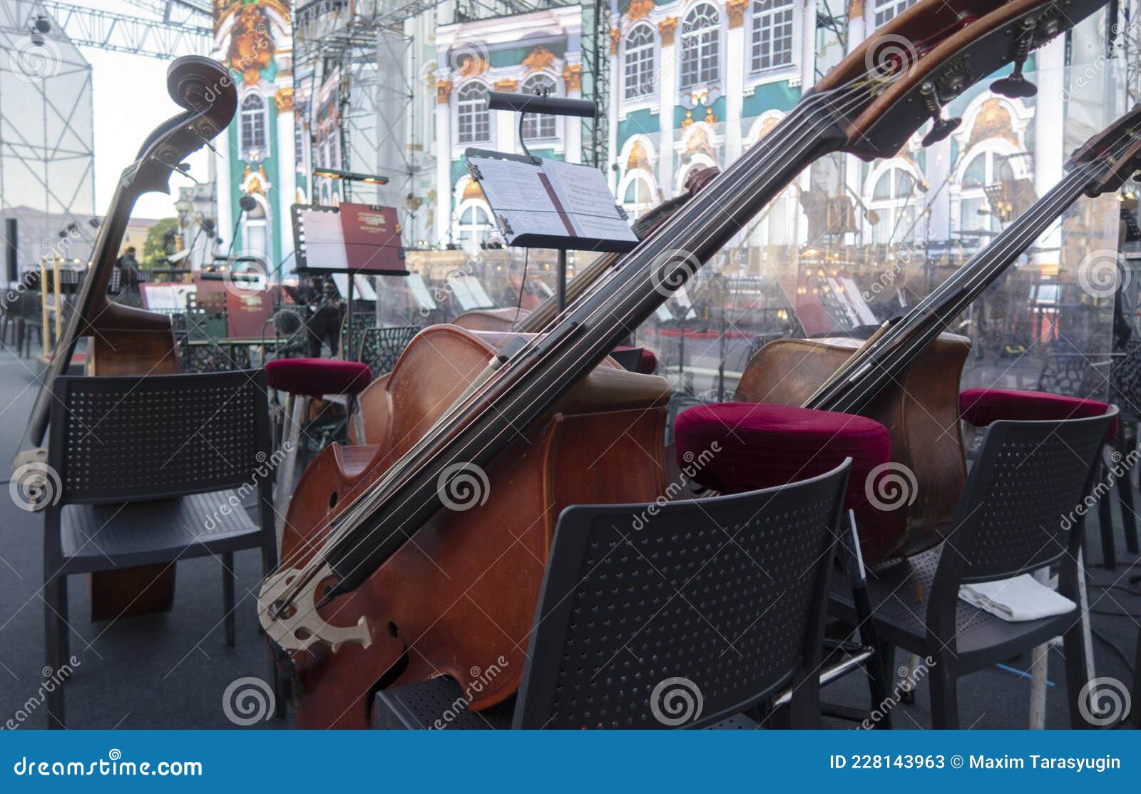 Musical Instruments in the Concert Hall during Intermission Stock Image ...