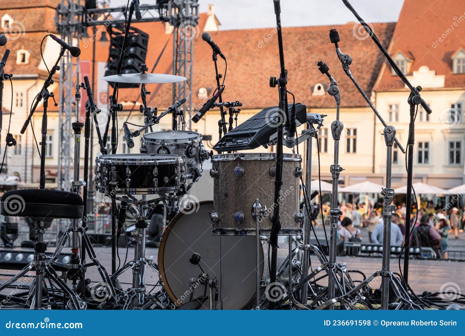 Musical Instruments on the Empty Stage Stock Photo - Image of listen ...
