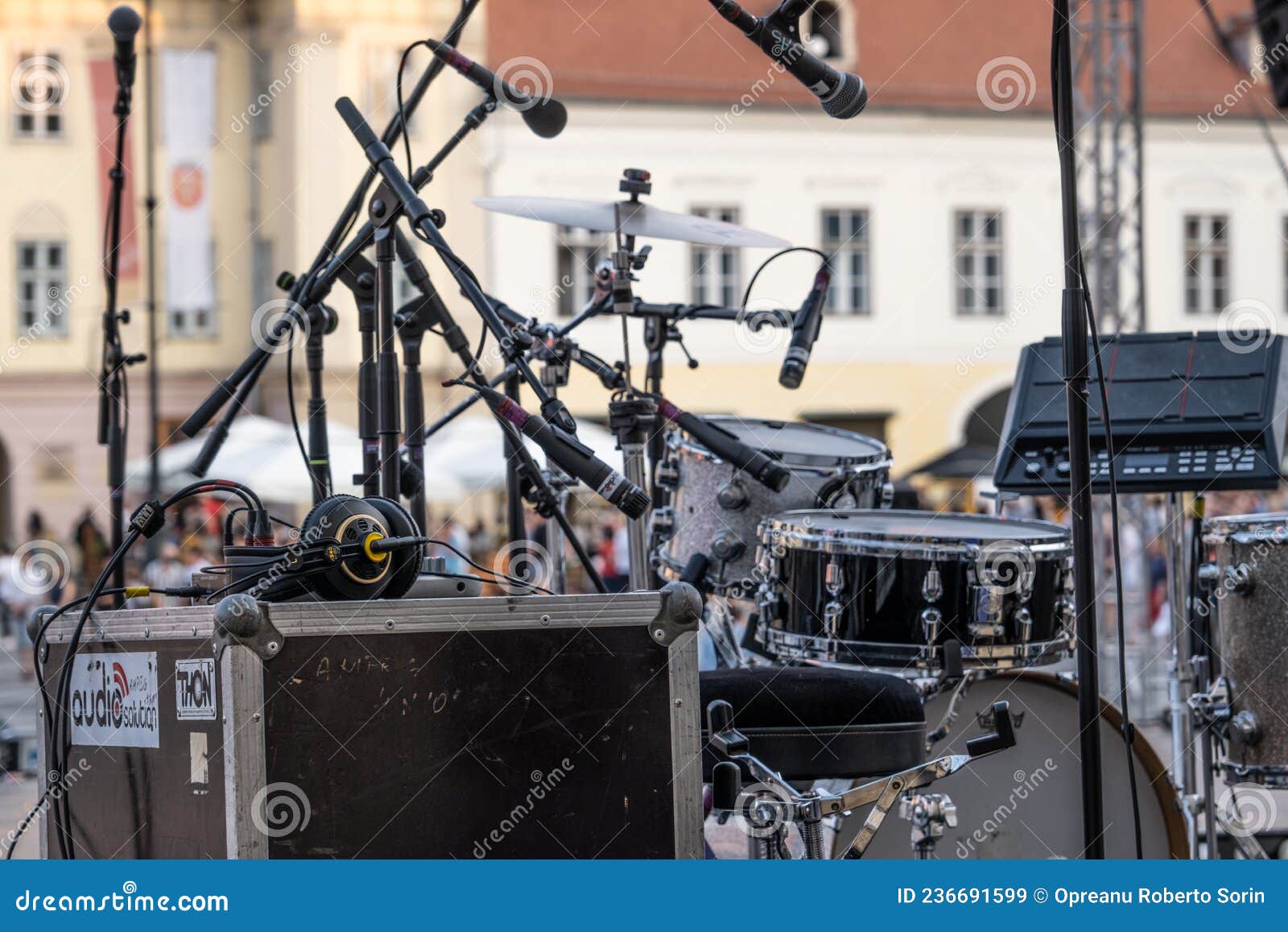 Musical Instruments on the Empty Stage Stock Image - Image of bright ...