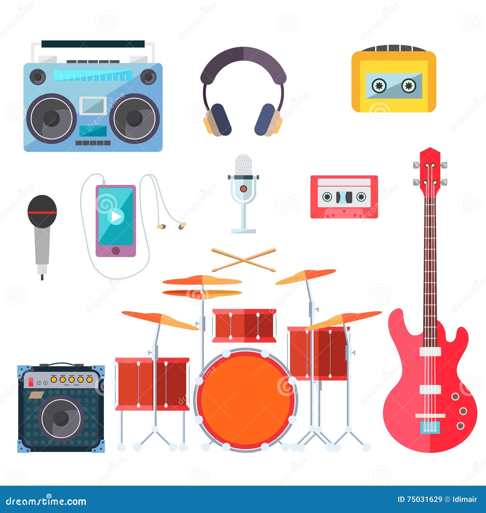 Musical Instruments. Flat Design Stock Vector - Illustration of design ...