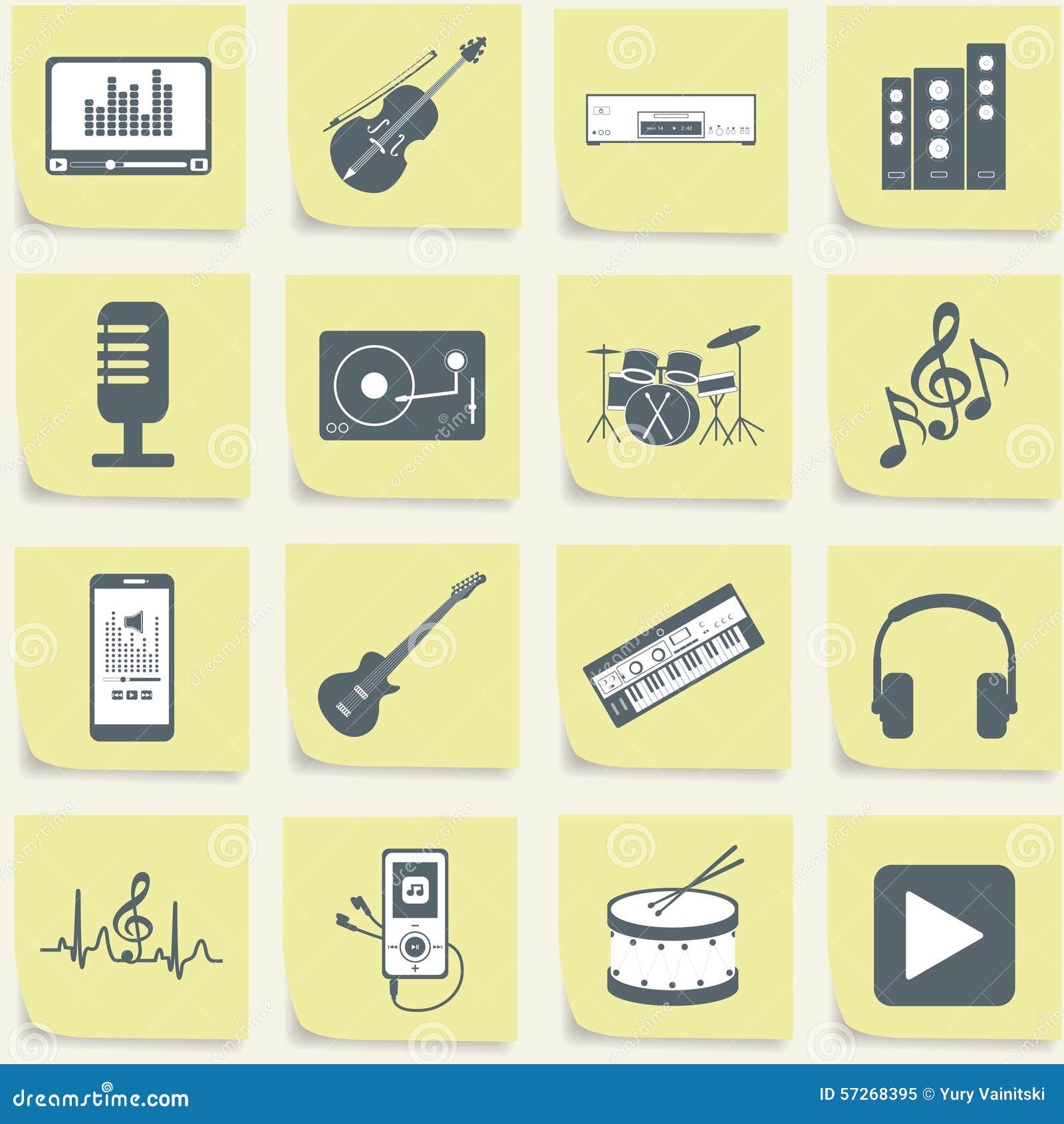 Musical Instruments. Flat Design. Stock Vector - Illustration of bass ...