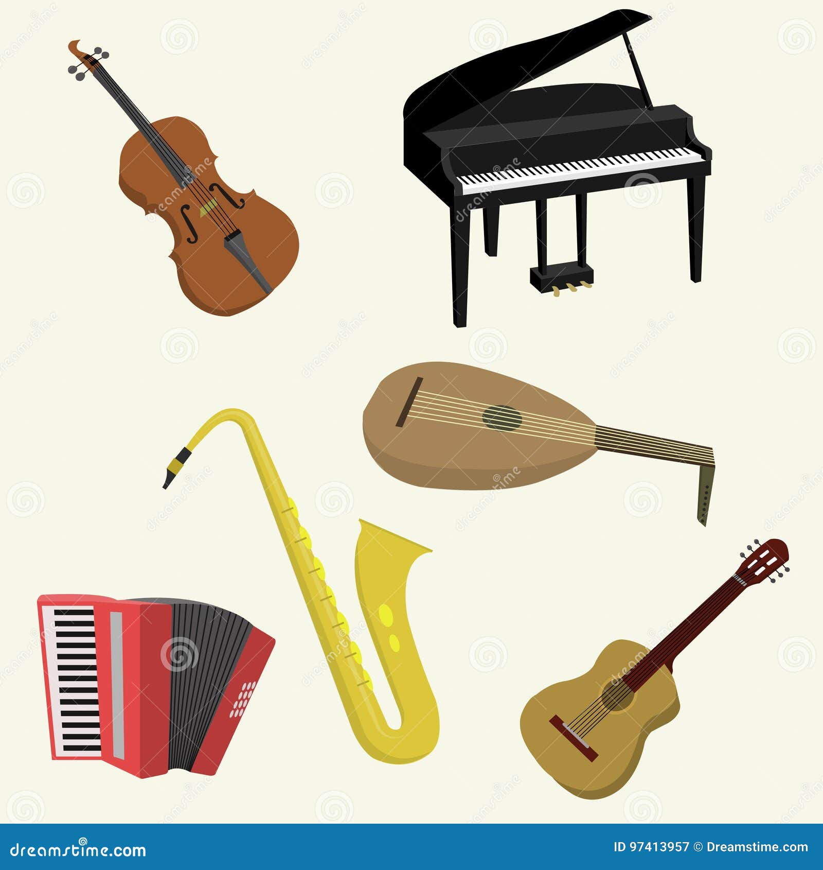 Musical instruments. stock vector. Illustration of flute - 97413957