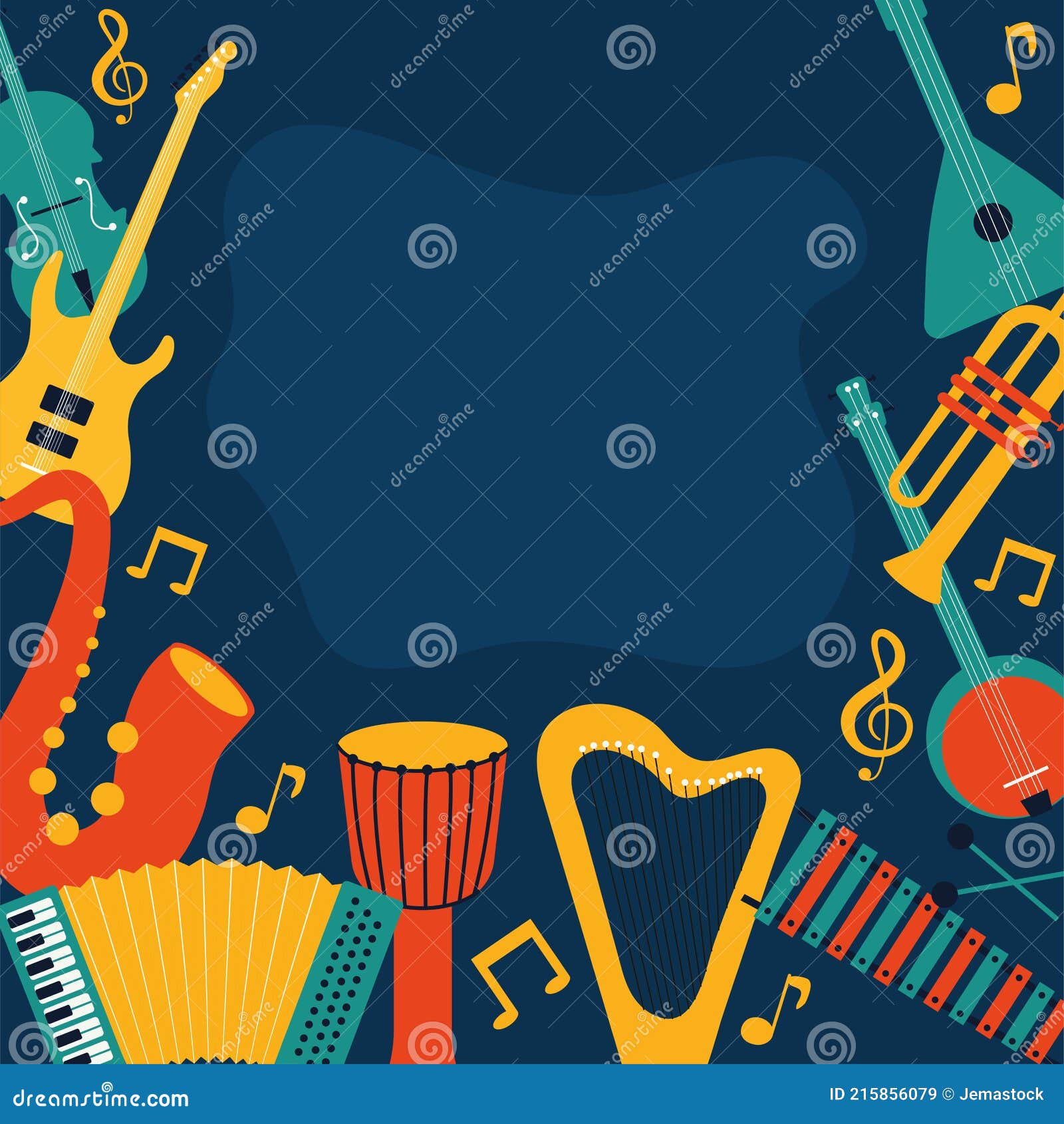 Musical instruments frame stock vector. Illustration of accordion ...