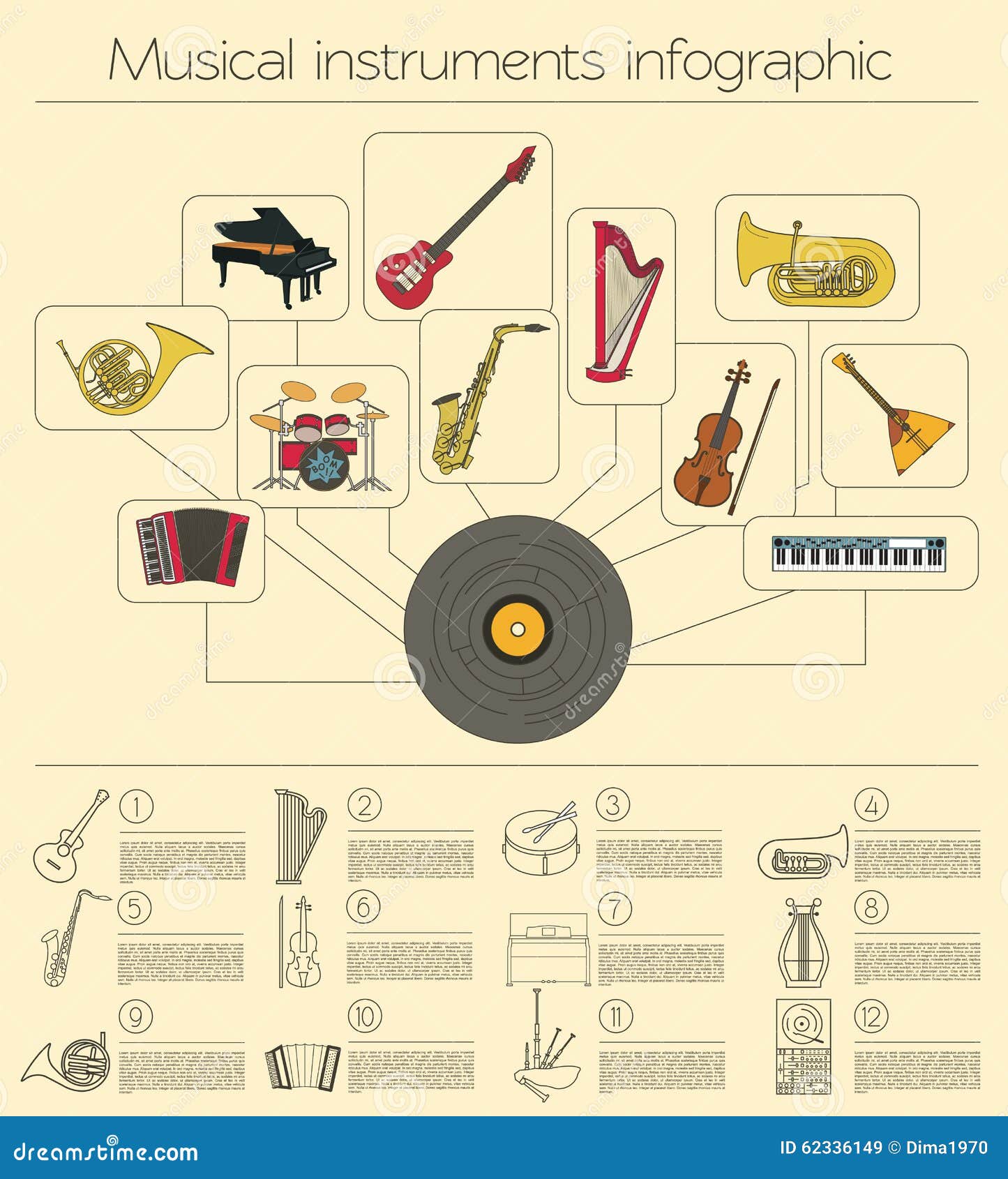 Musical Instruments Graphic Template. All Types of Musical Instr Stock ...