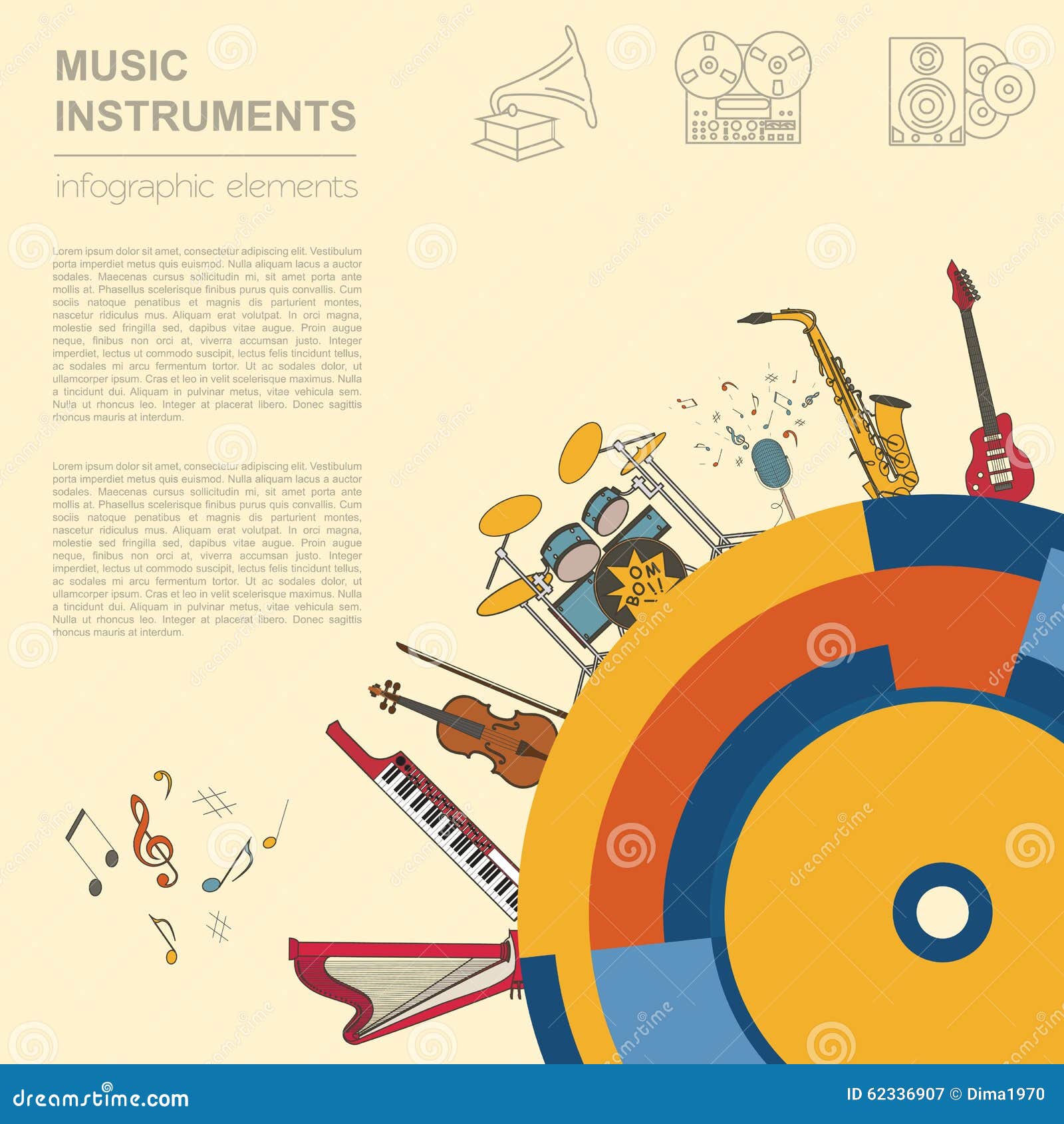Musical Instruments Graphic Template. All Types of Musical Instr Stock ...