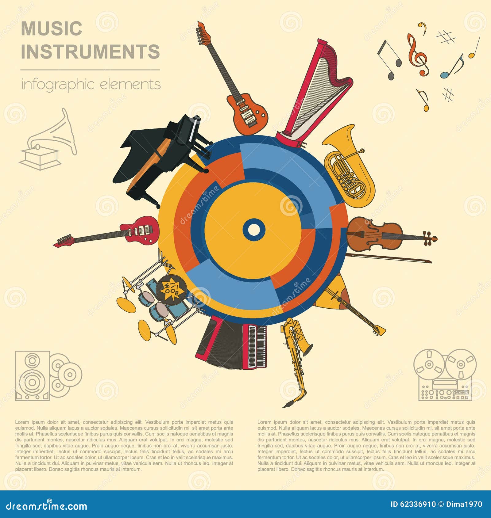 Musical Instruments Graphic Template. All Types of Musical Instr Stock ...