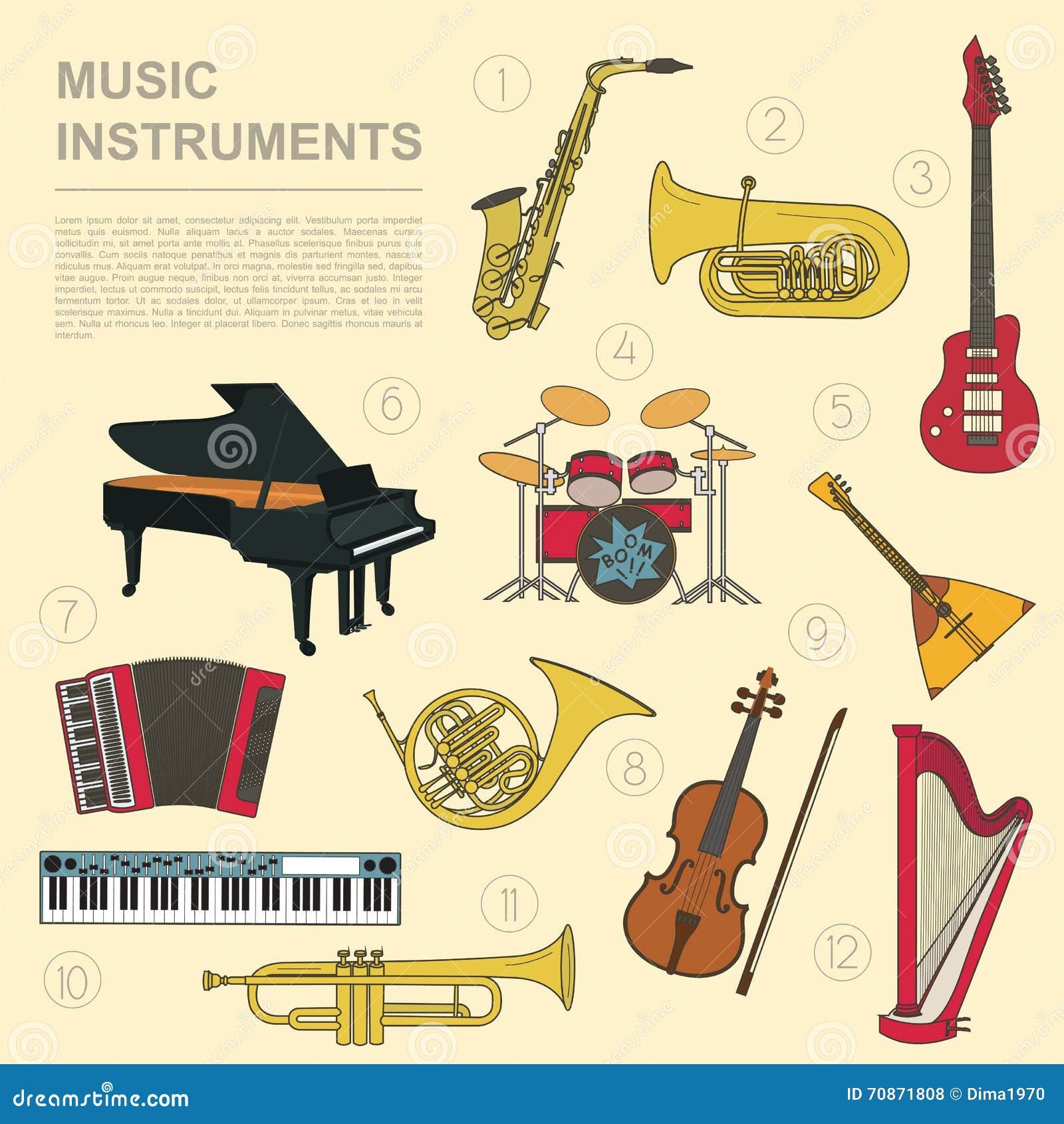 Musical Instruments Graphic Template. All Types of Musical Instr Stock ...