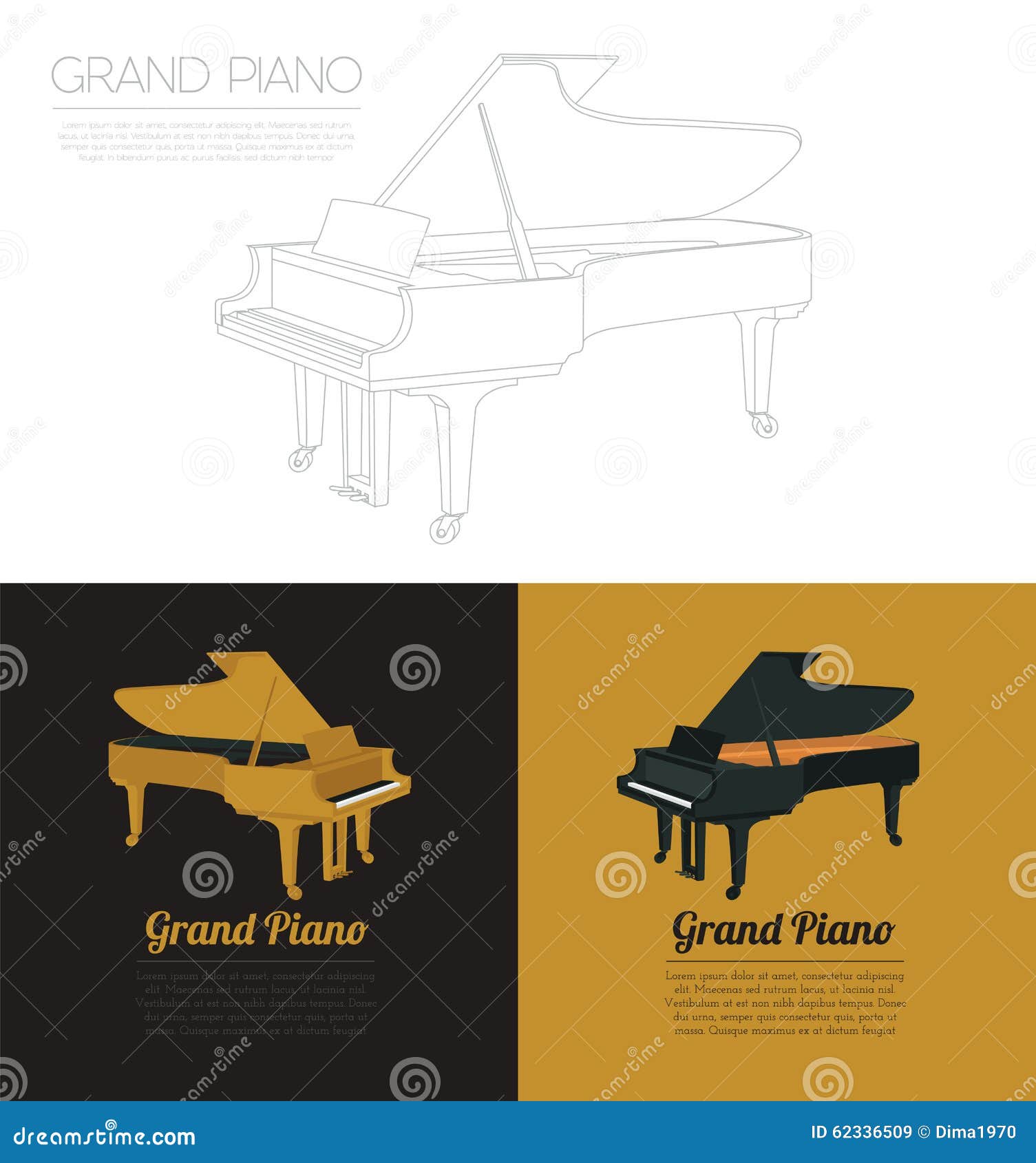 Musical Instruments Graphic Template. Grand Piano Stock Vector ...