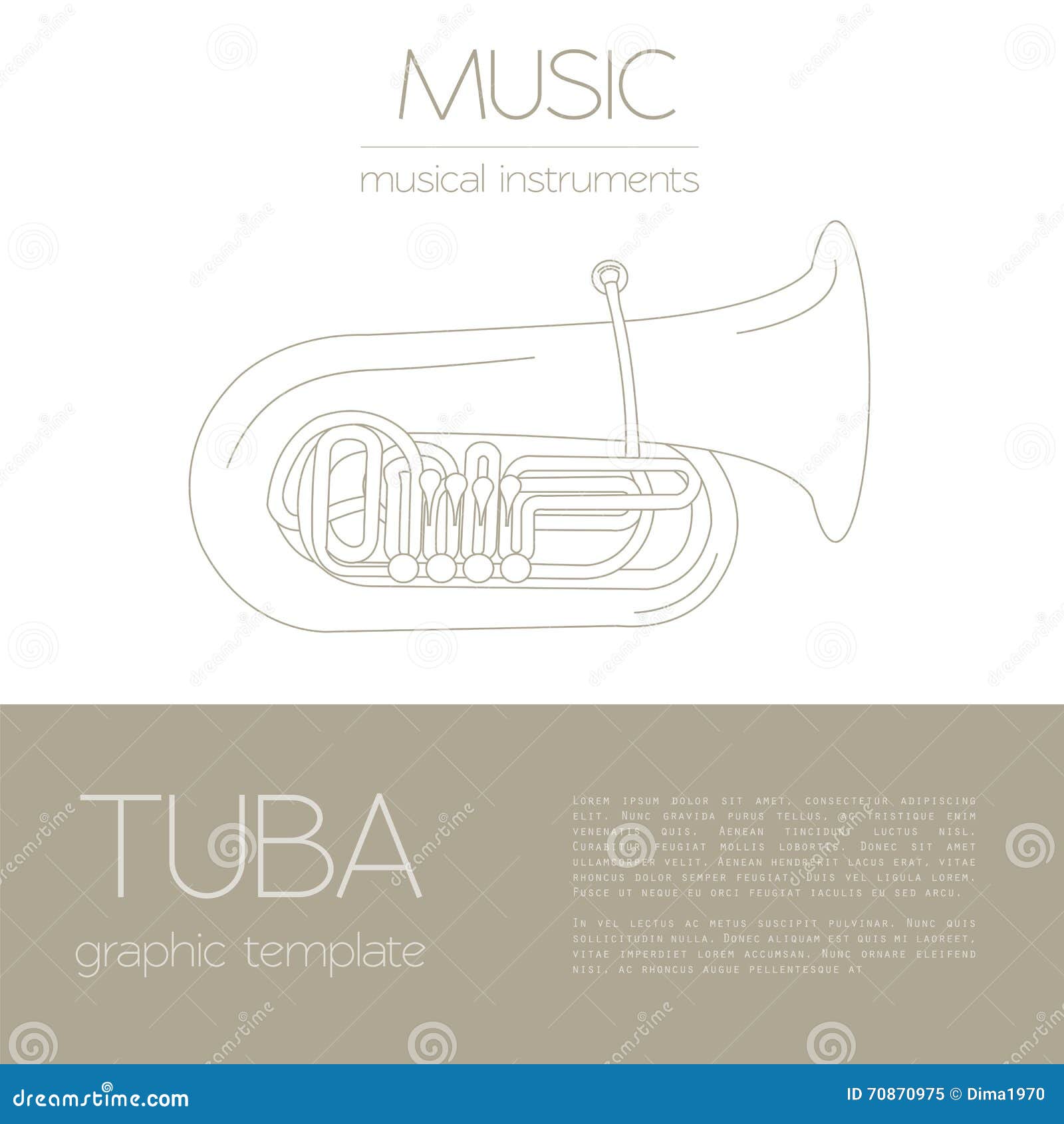Musical Instruments Graphic Template. Tuba Stock Vector - Illustration ...
