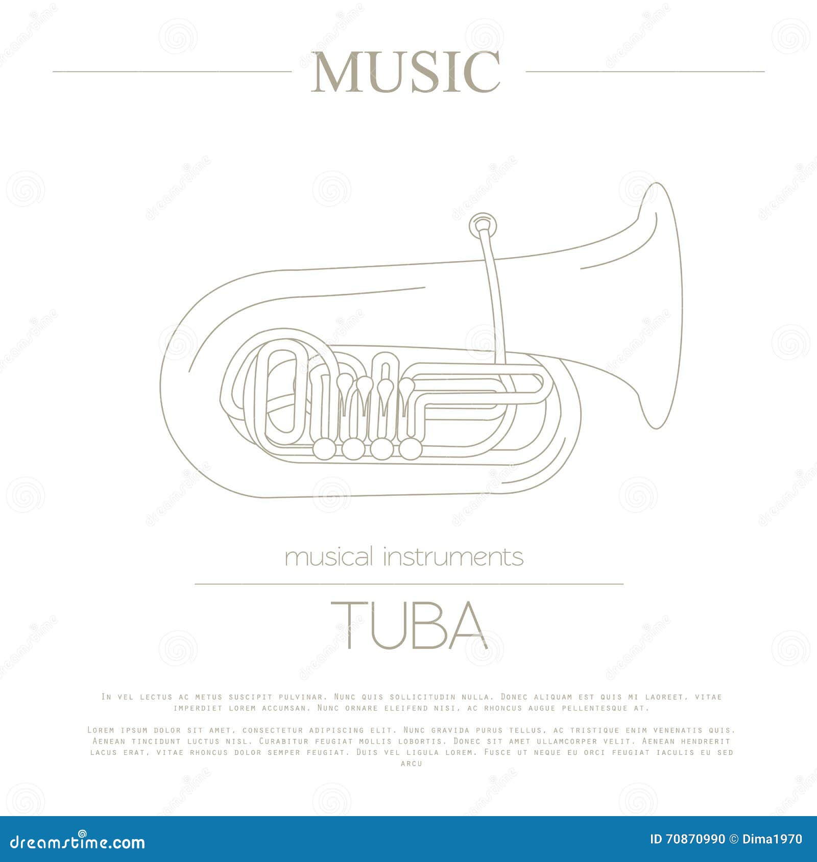 Musical Instruments Graphic Template. Tuba Stock Vector - Illustration ...