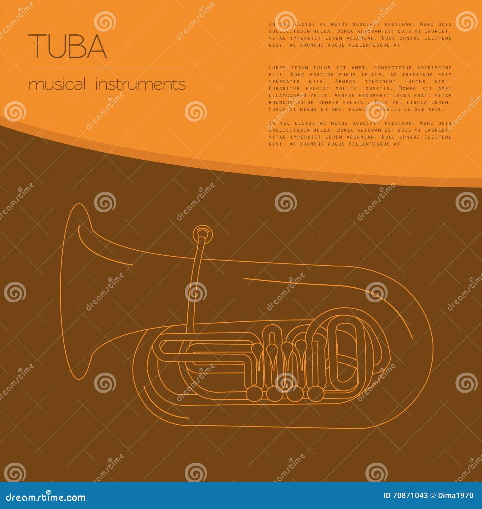 Musical Instruments Graphic Template. Tuba Stock Vector - Illustration ...