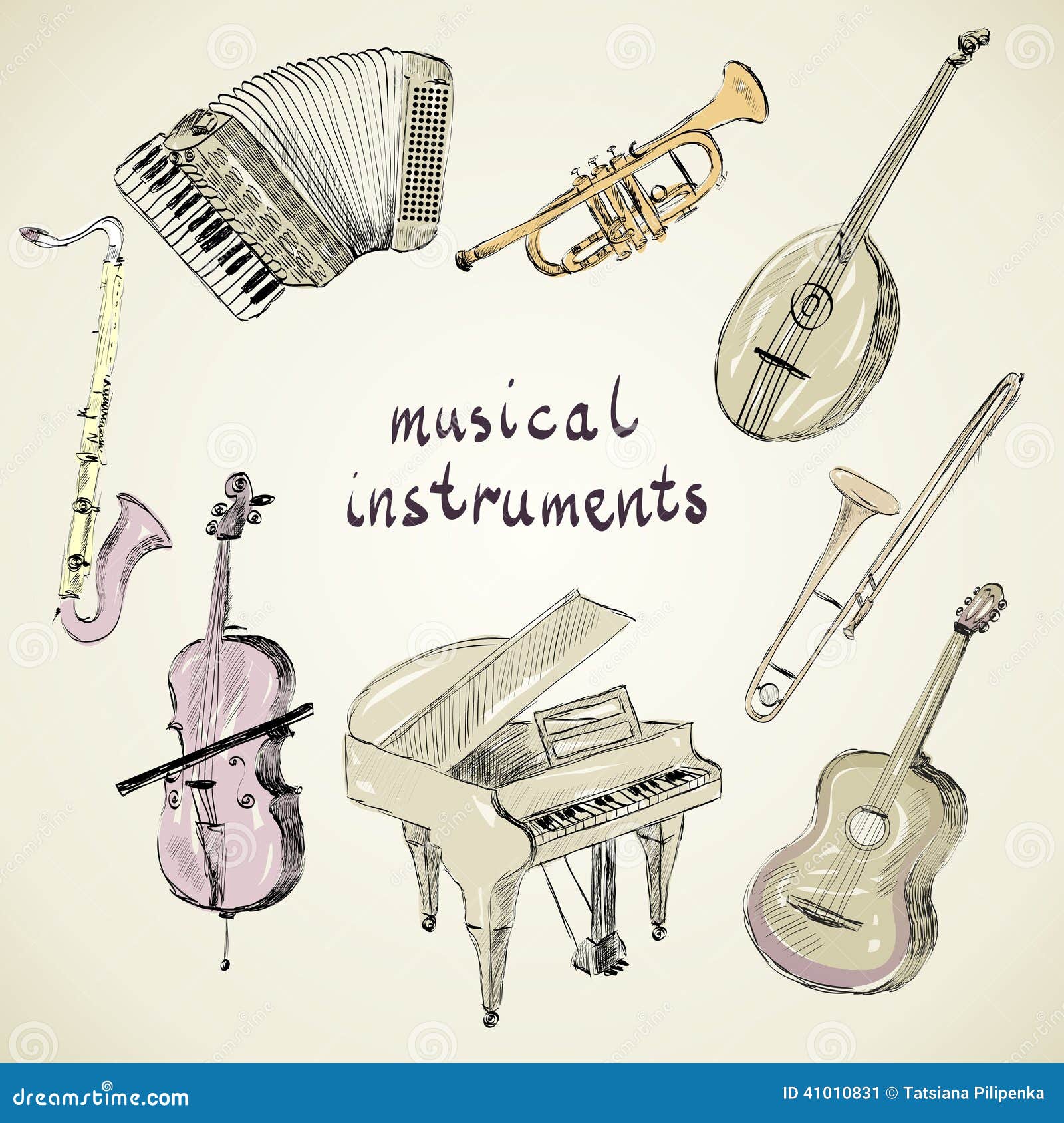 Musical instruments stock vector. Illustration of accordian - 41010831