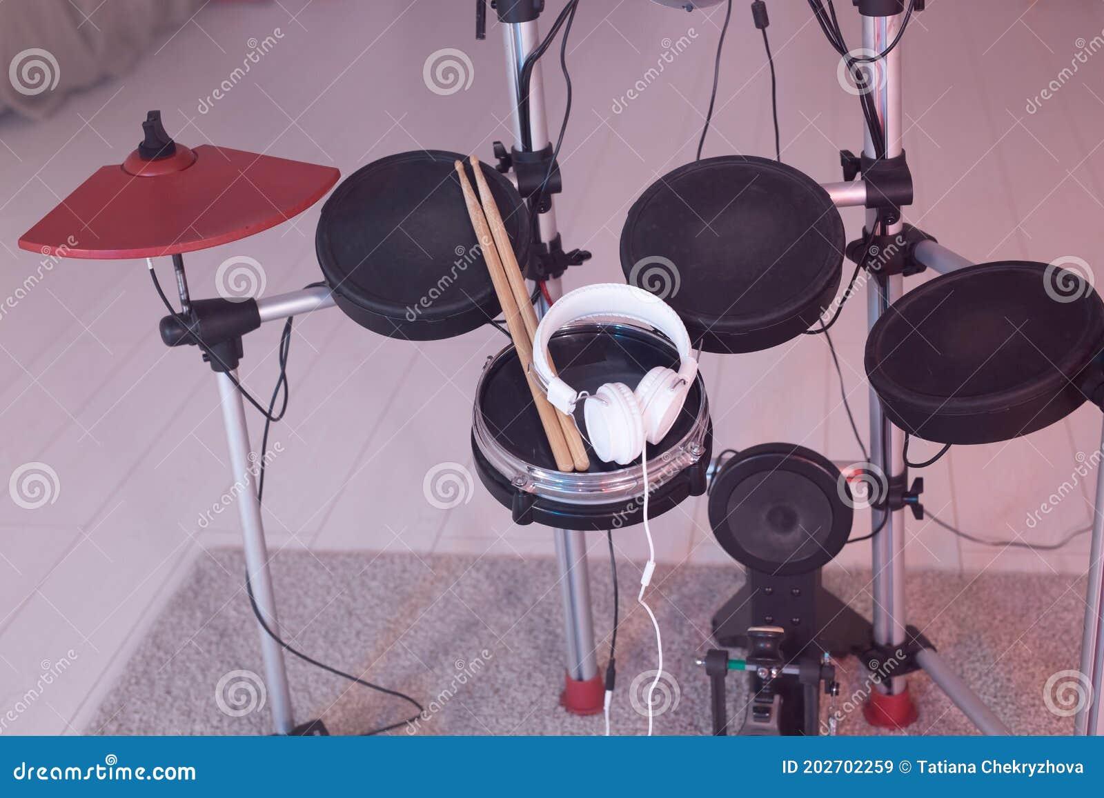 Musical Instruments, Hobby and Music Concept - Electronic Drum Set ...