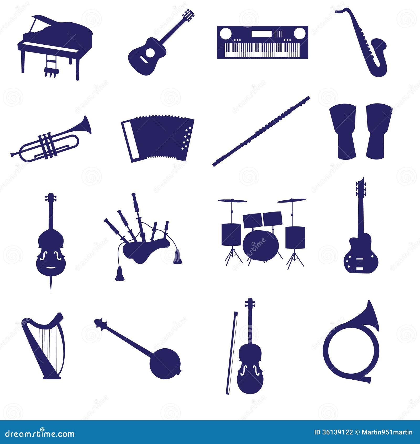 Musical Instruments Icon Set Eps10 Stock Vector - Illustration of bass ...