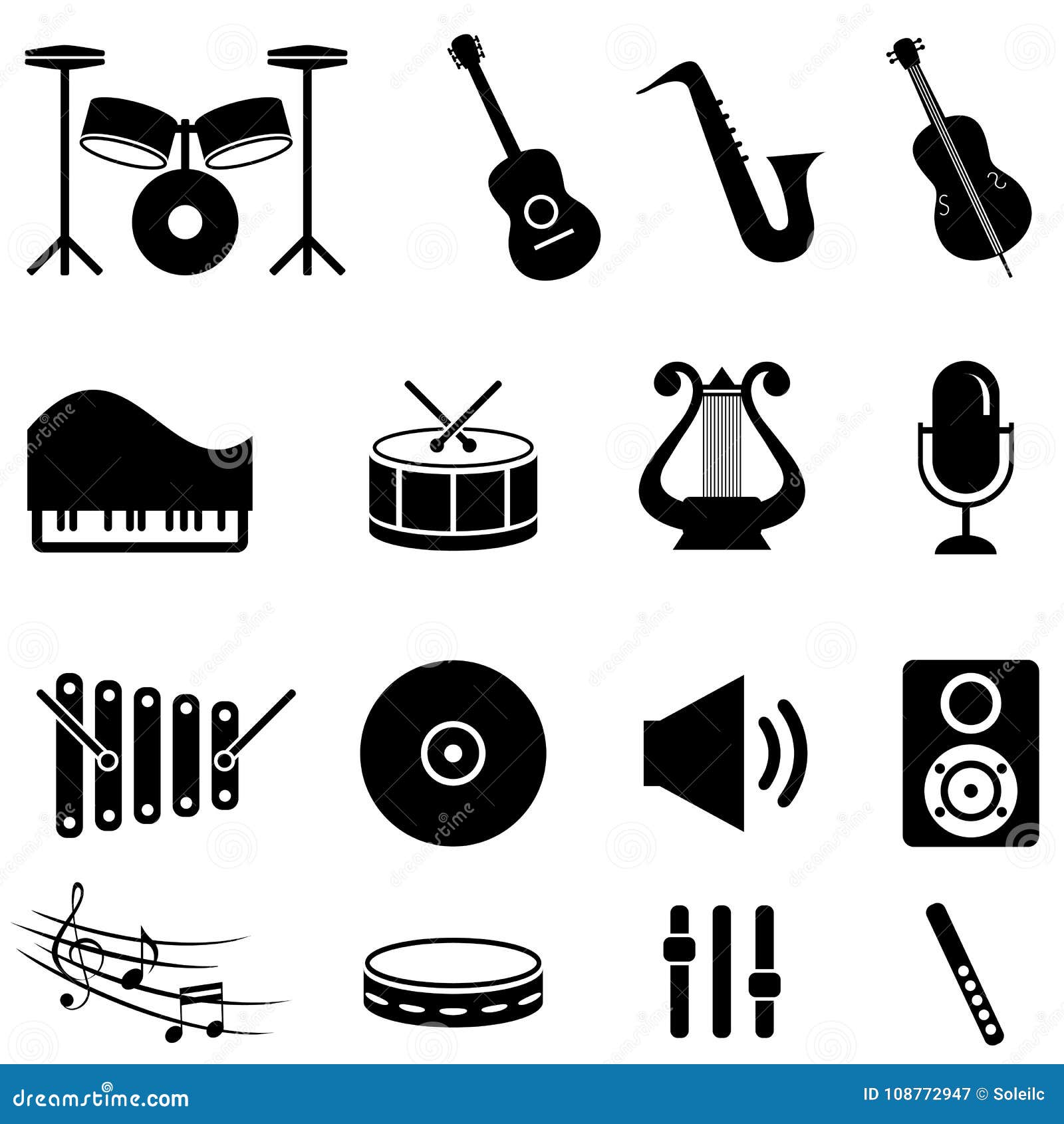 Musical Instruments Icon Set Stock Vector - Illustration of keyboard ...