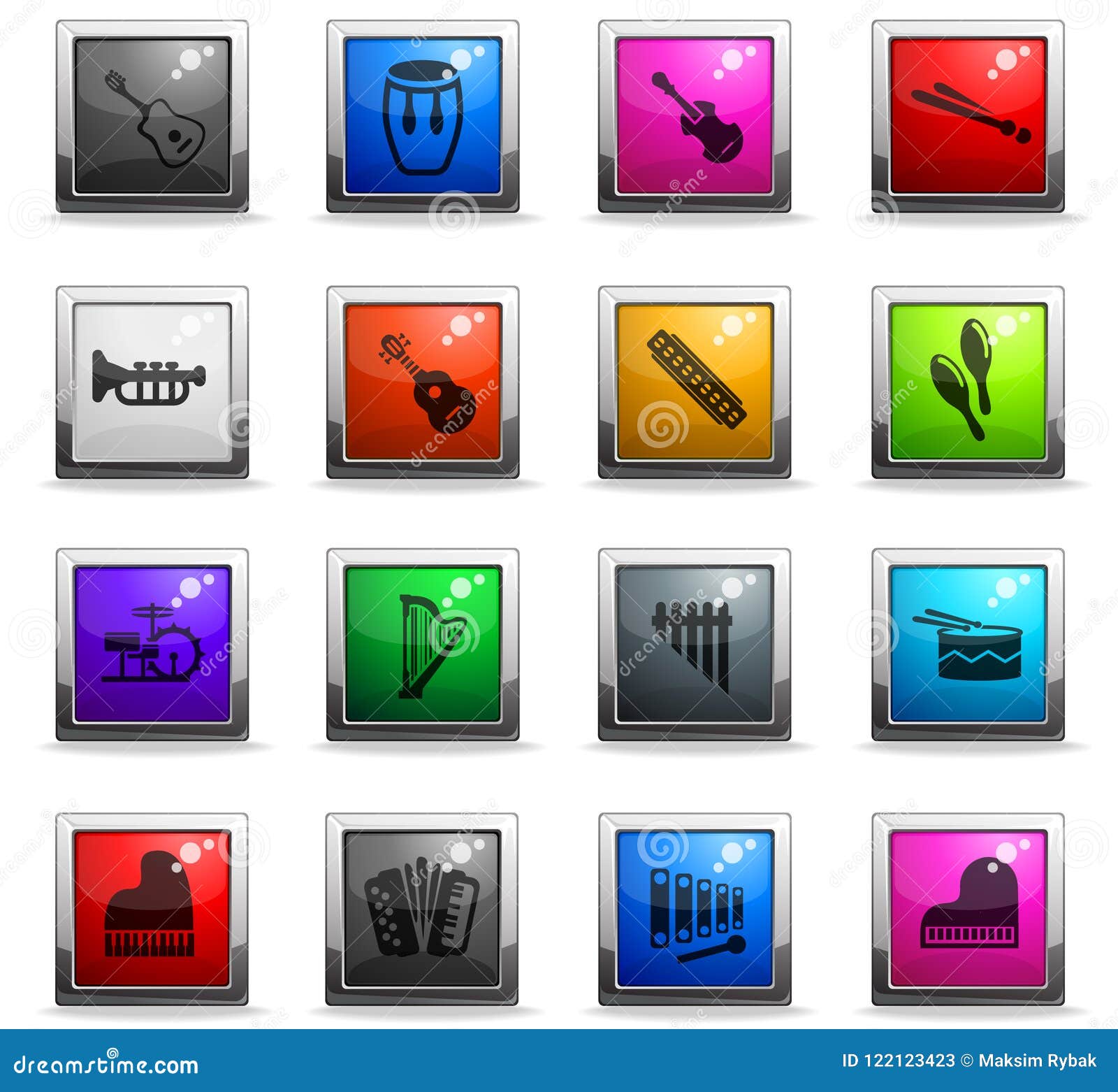 Musical Instruments Icon Set Stock Vector - Illustration of vector ...