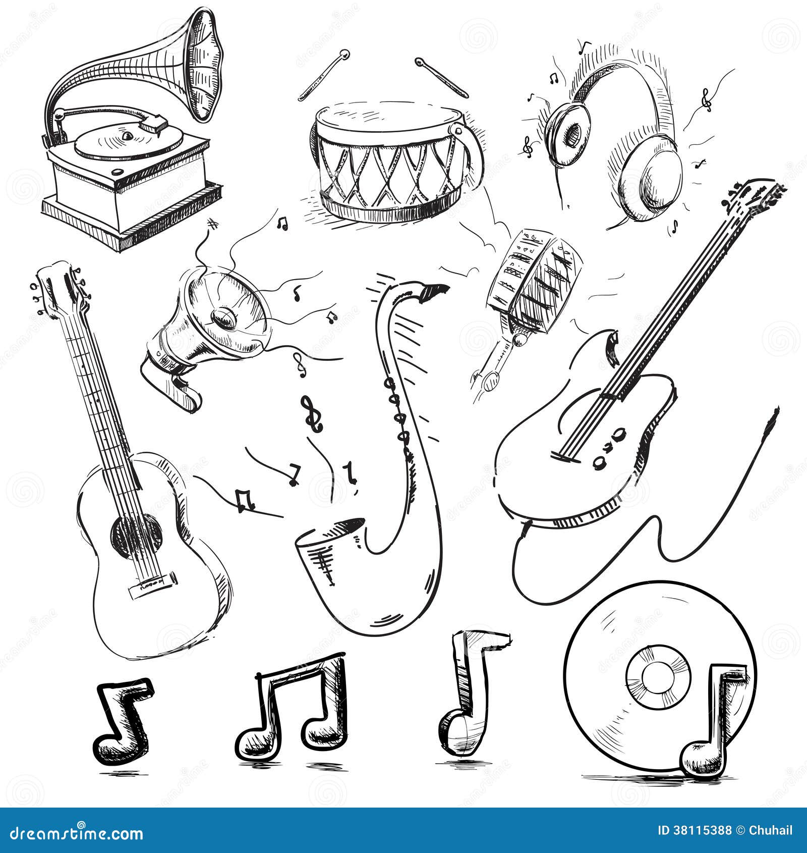 Musical Instruments and Icons Collection Stock Vector - Illustration of ...