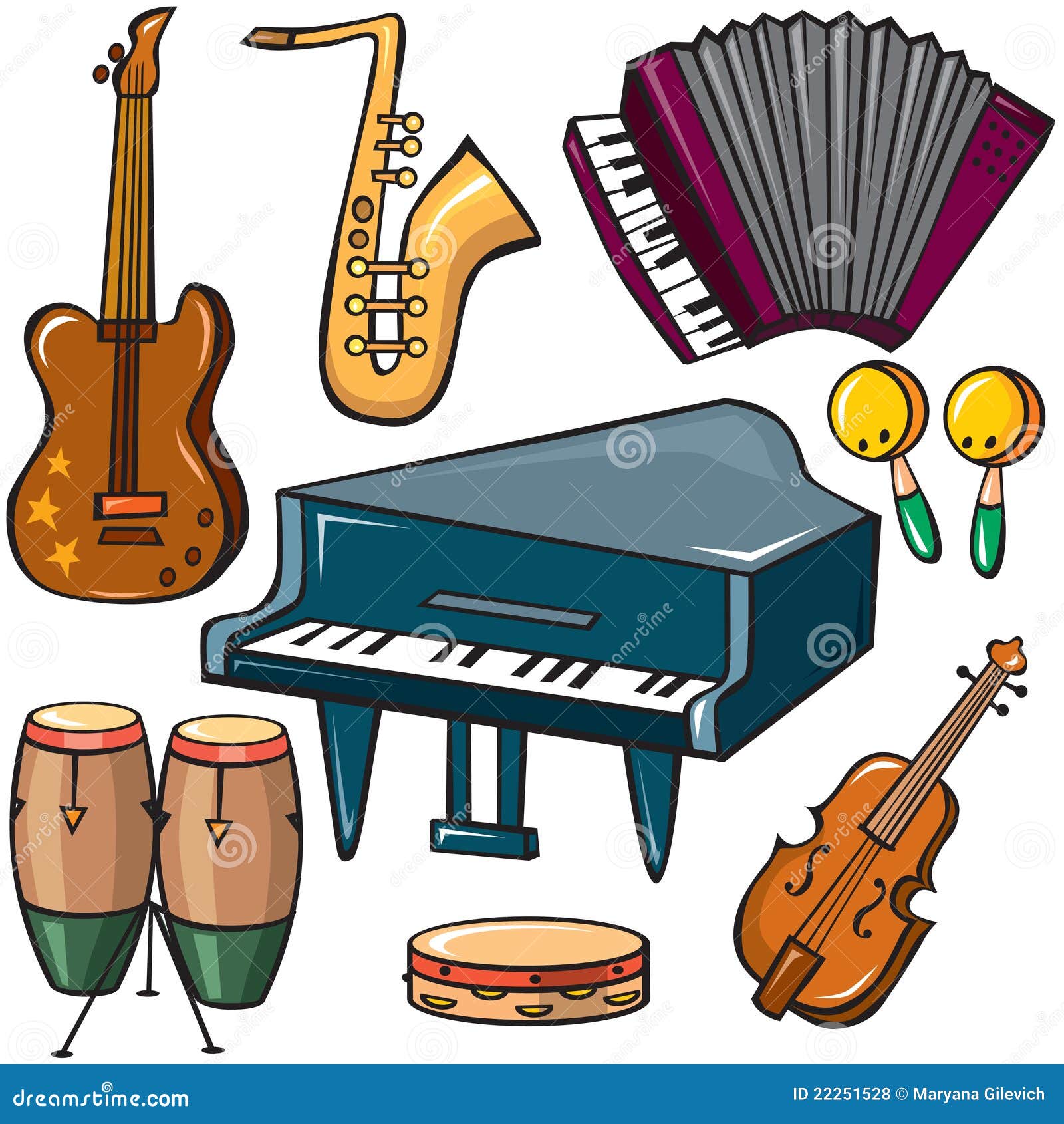 Set Of Musical Instruments Cartoon Vector | CartoonDealer.com #5330789