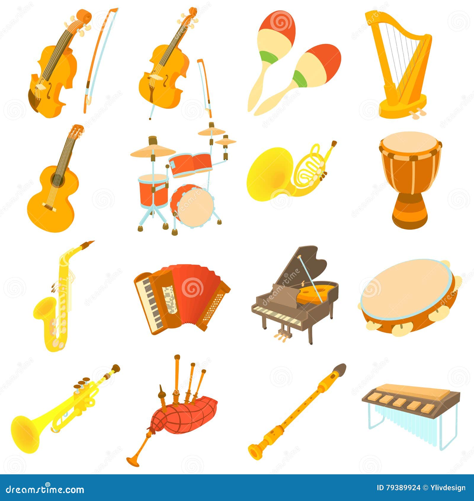 Musical Instruments Icons Set, Cartoon Style Stock Vector ...