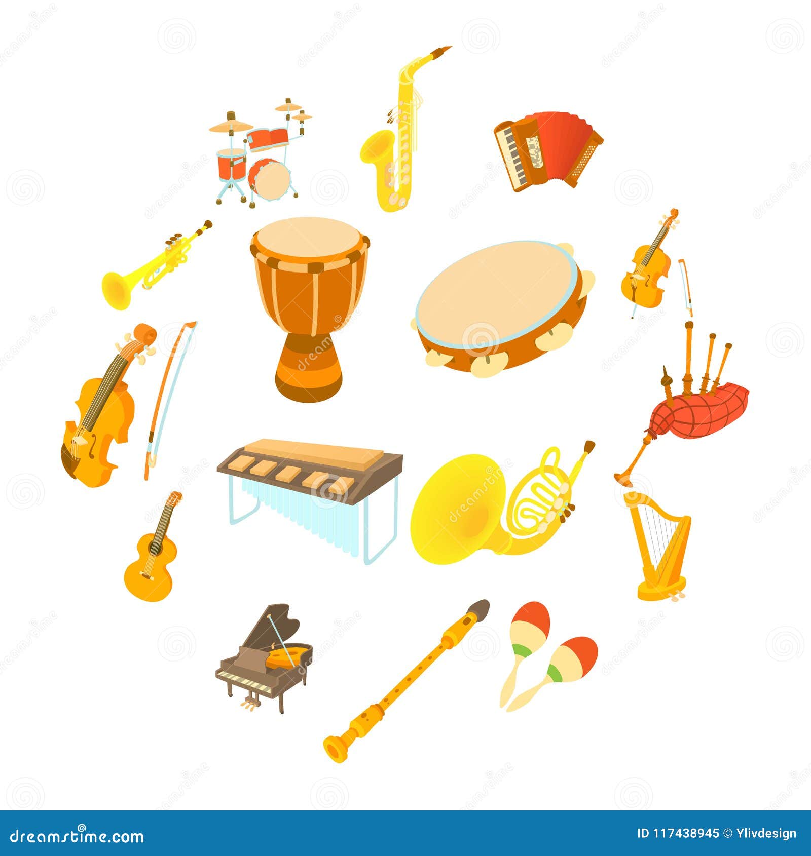Musical Instruments Icons Set, Cartoon Style Stock Vector ... Musical Instruments Icons Set, Cartoon Style Stock Vector ...