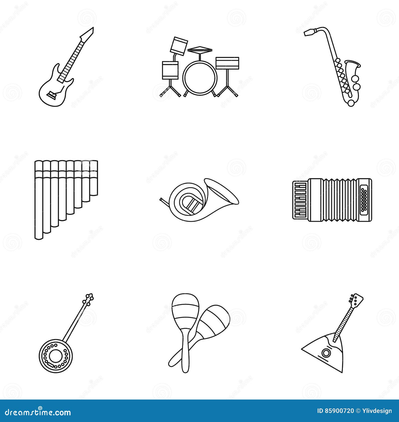 Musical Instruments Icons Set, Outline Style Stock Vector ...