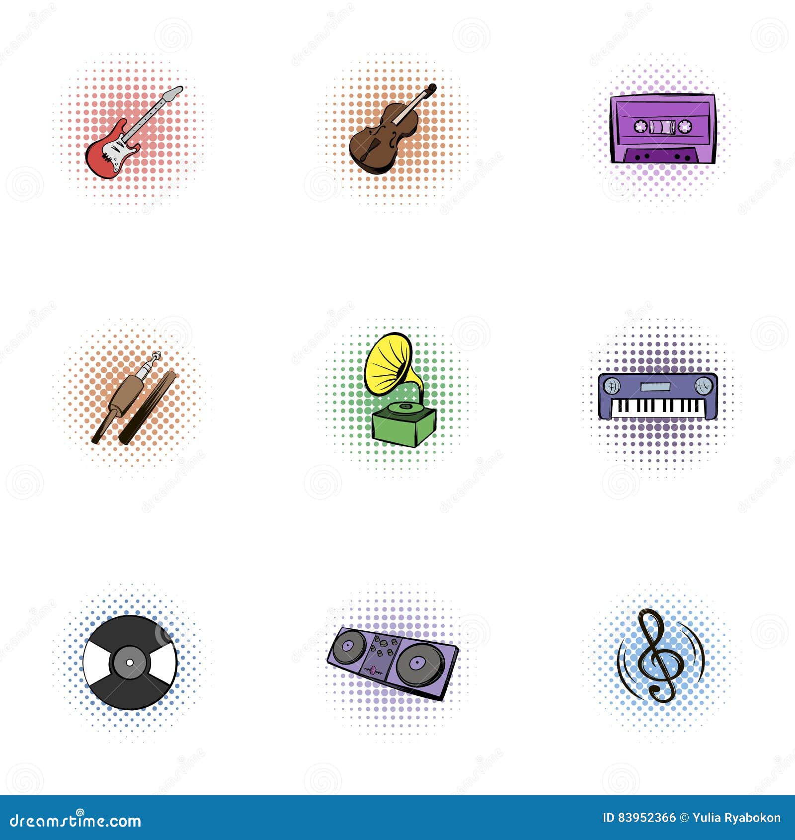 Musical Instruments Icons Set, Pop-art Style Stock Vector ...