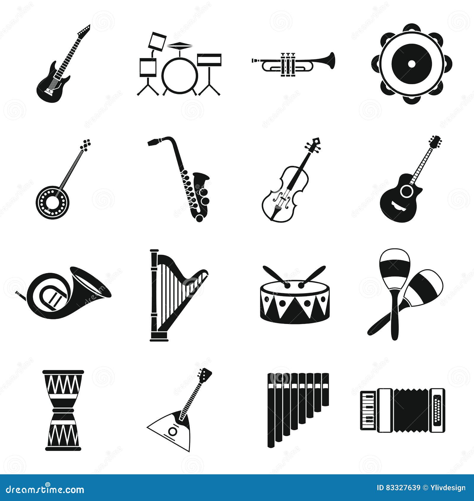 Musical Instruments Icons Set , Simple Style Stock Vector ...