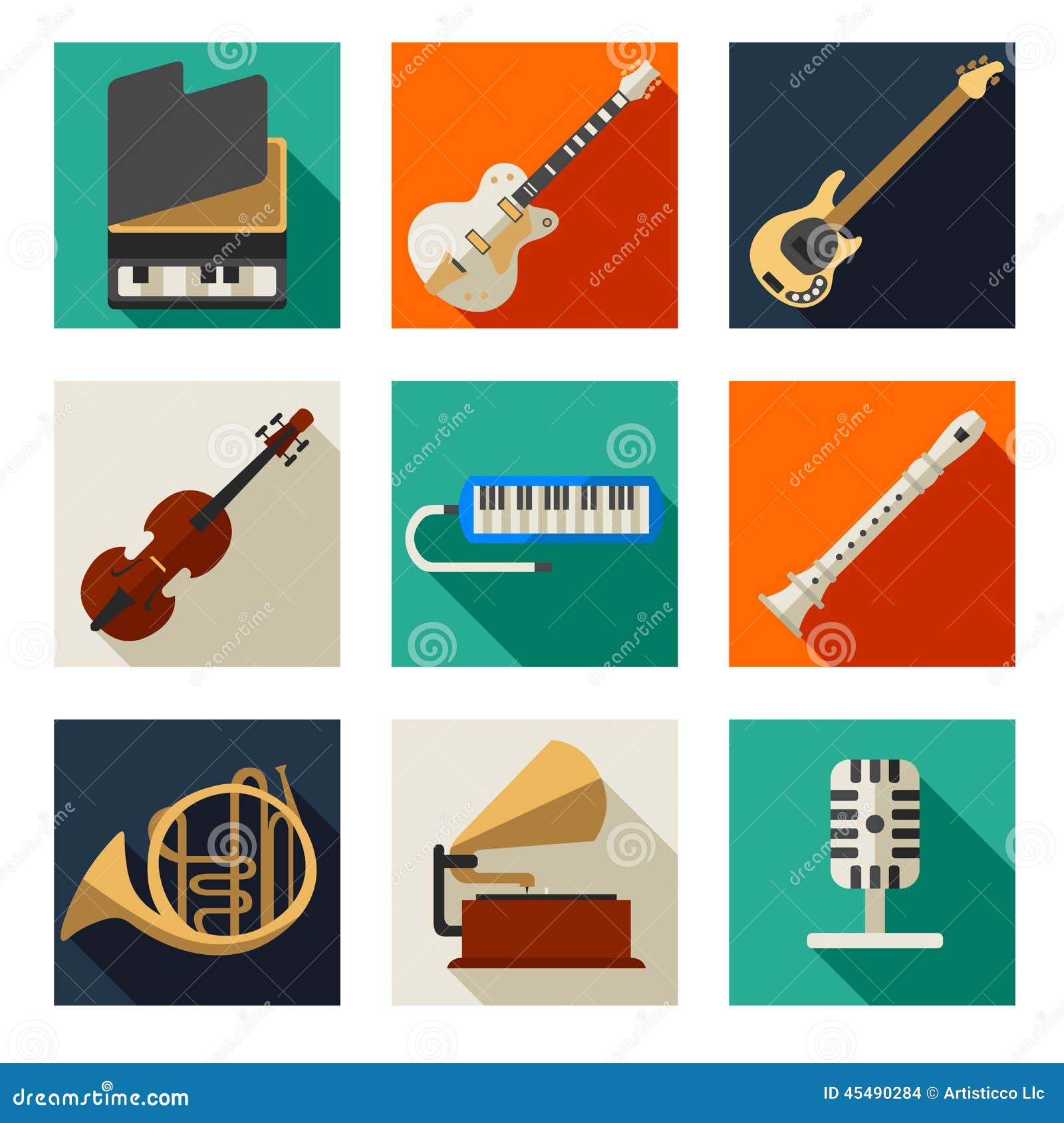 Musical instruments icons stock vector. Illustration of flute - 45490284