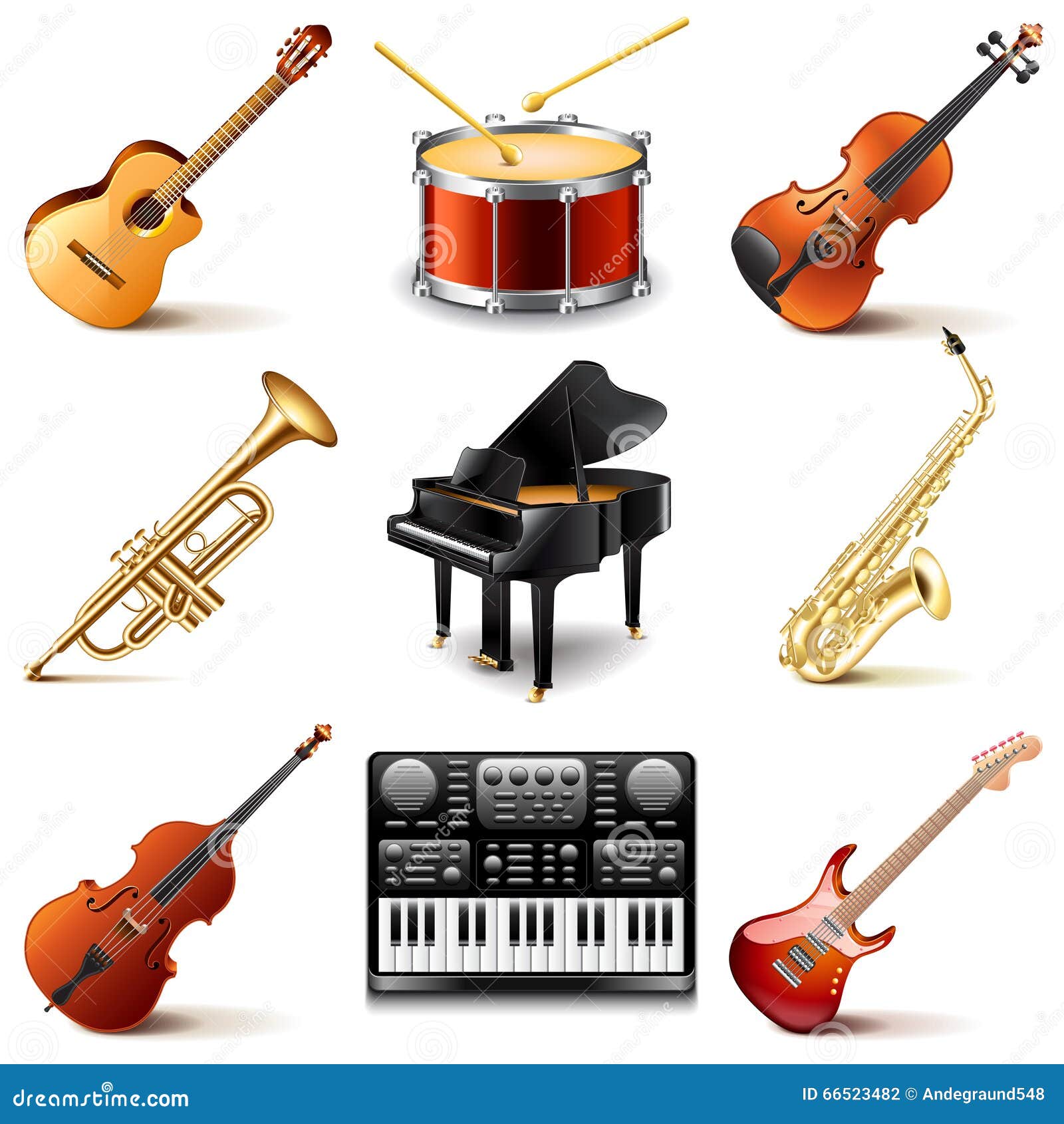 Musical Instruments Icons Vector Set Stock Vector - Illustration of ...