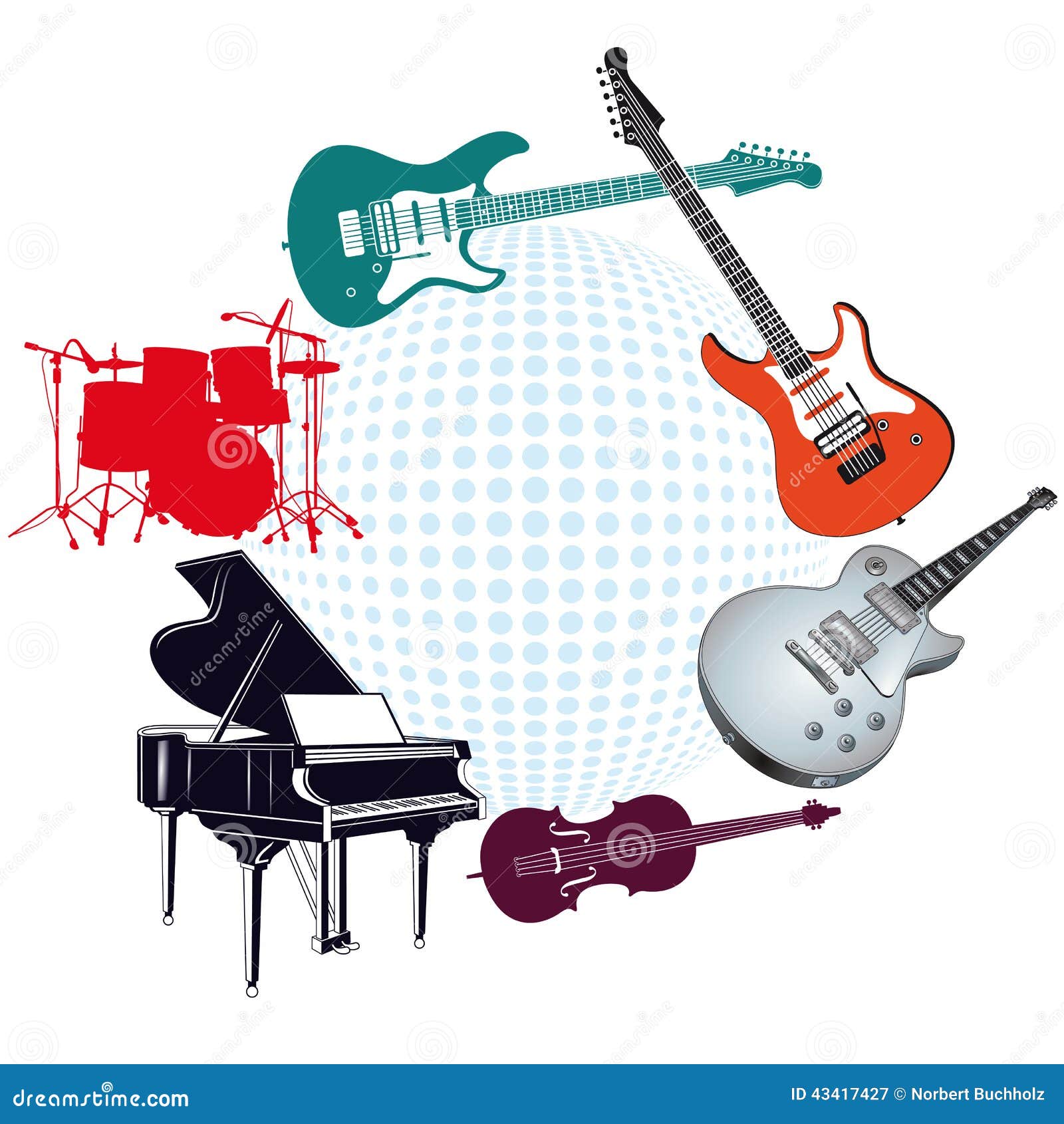 Musical instruments stock vector. Illustration of graphical - 43417427