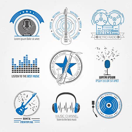 Musical Instruments Logos and Badges. Graphic Template Stock Vector ...