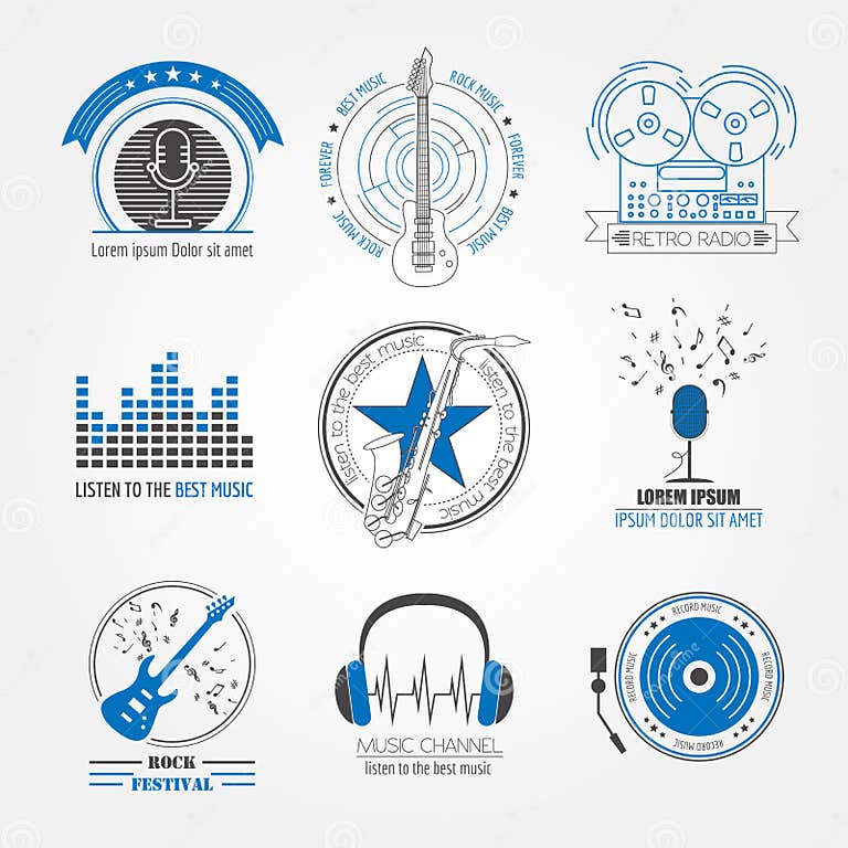 Musical Instruments Logos and Badges. Graphic Template Stock Vector ...