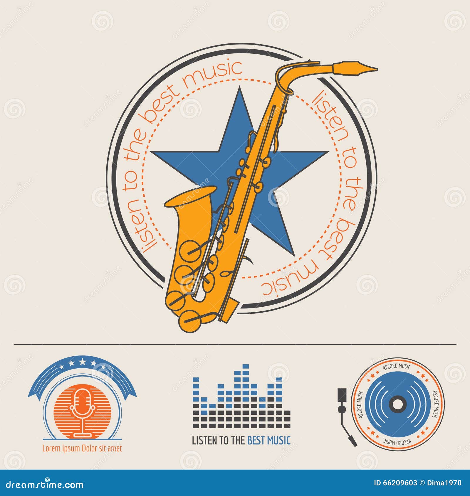 Musical Instruments Logos and Badges. Graphic Template Stock Vector ...