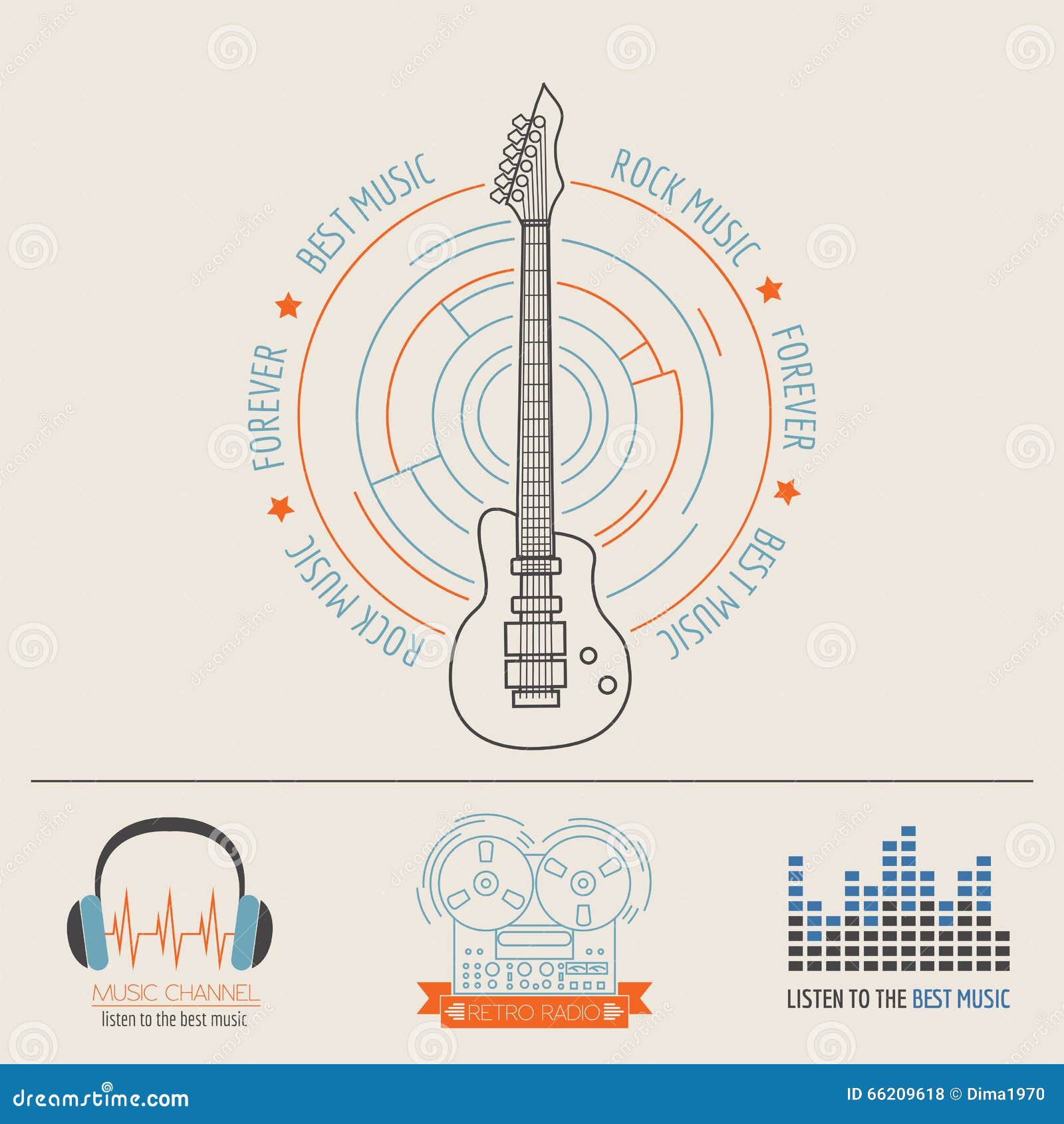 Musical Instruments Logos and Badges. Graphic Template Stock Vector ...