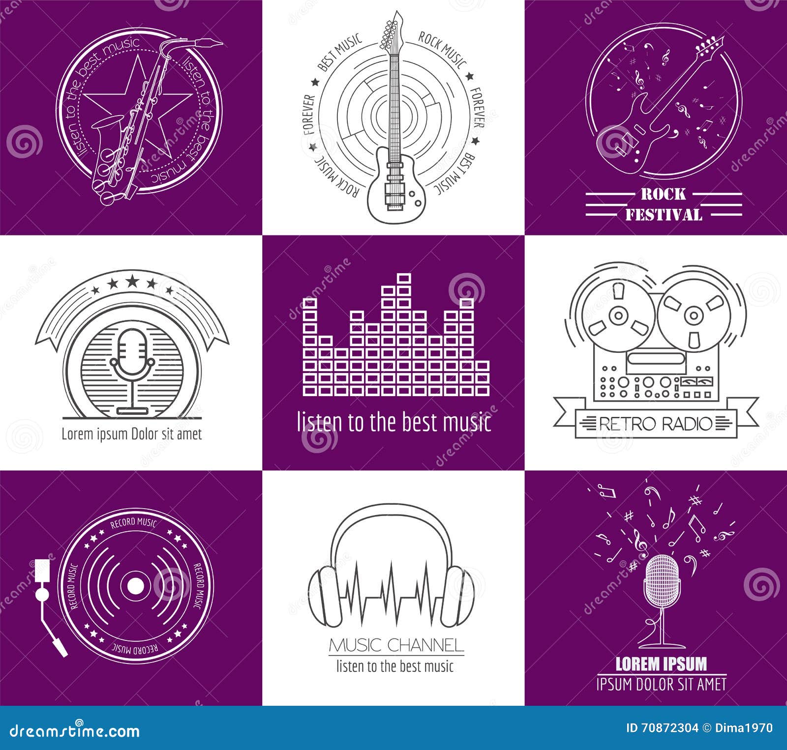 Musical Instruments Logos and Badges. Graphic Template Stock Vector ...